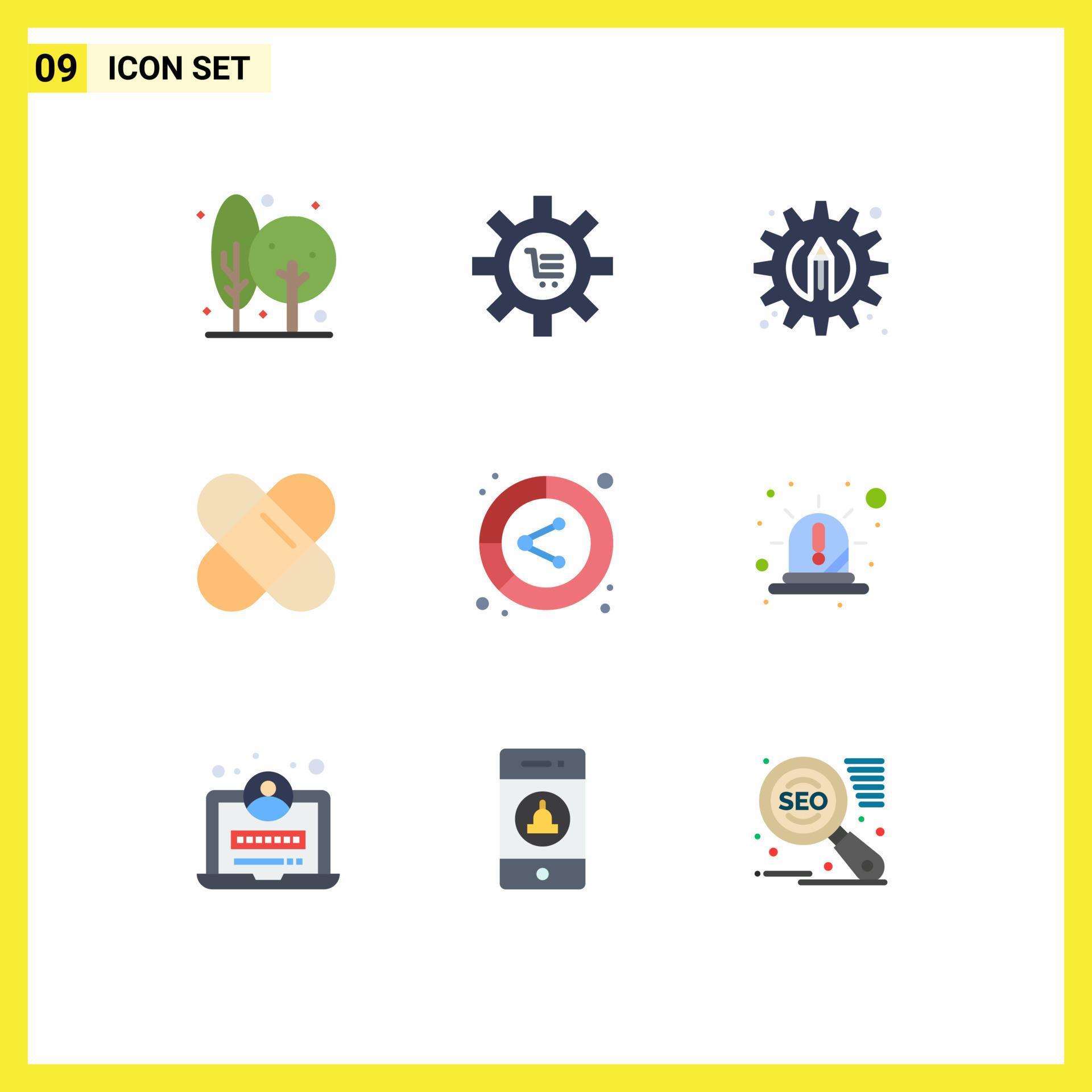 Set of 9 Modern UI Icons Symbols Signs for conversion plaster commerce ...