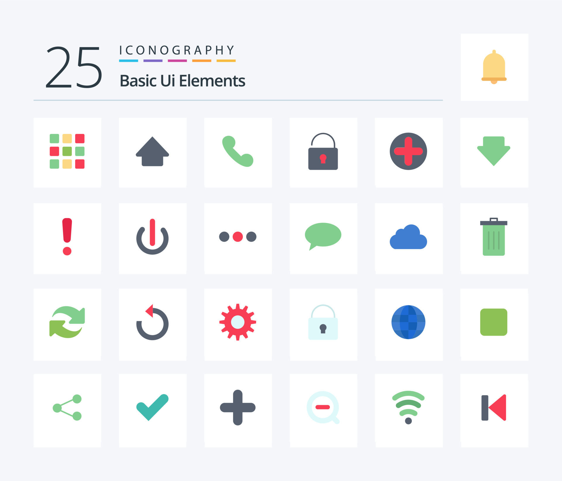 Basic Ui Elements 25 Flat Color icon pack including medical. sign ...