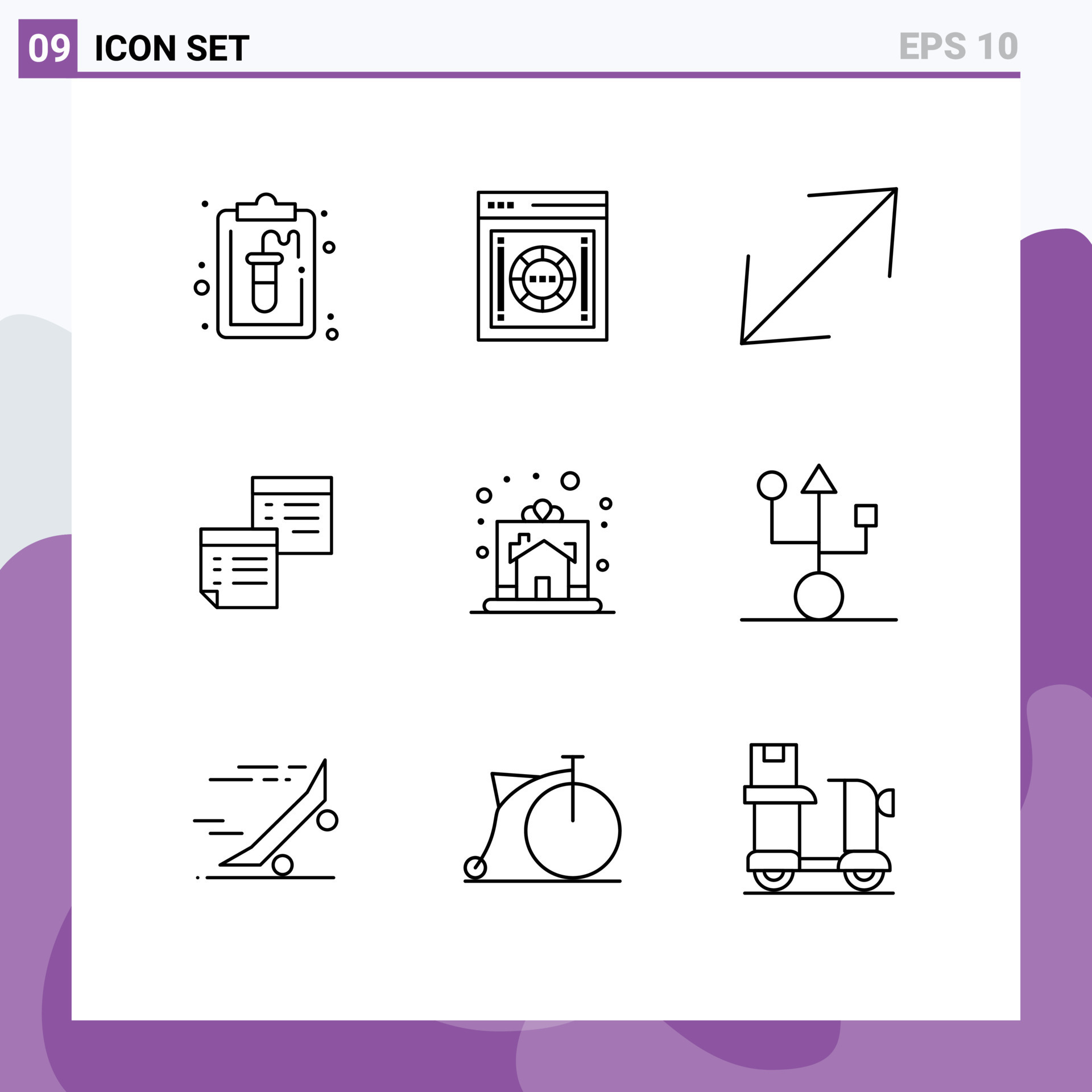 Stock Vector Icon Pack Of 9 Line Signs And Symbols For Pages Notes Safety Note Sticky Editable