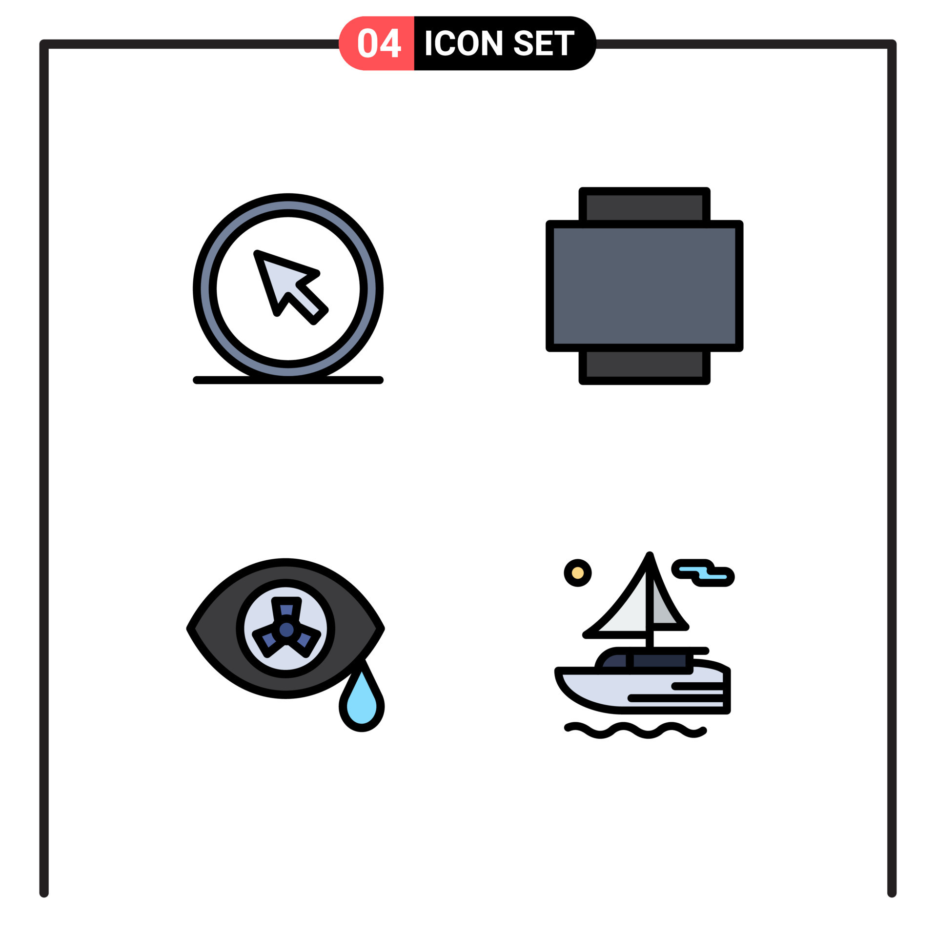 Set Of 4 Modern Ui Icons Symbols Signs For Click Zombie Point Rotate River Editable Vector