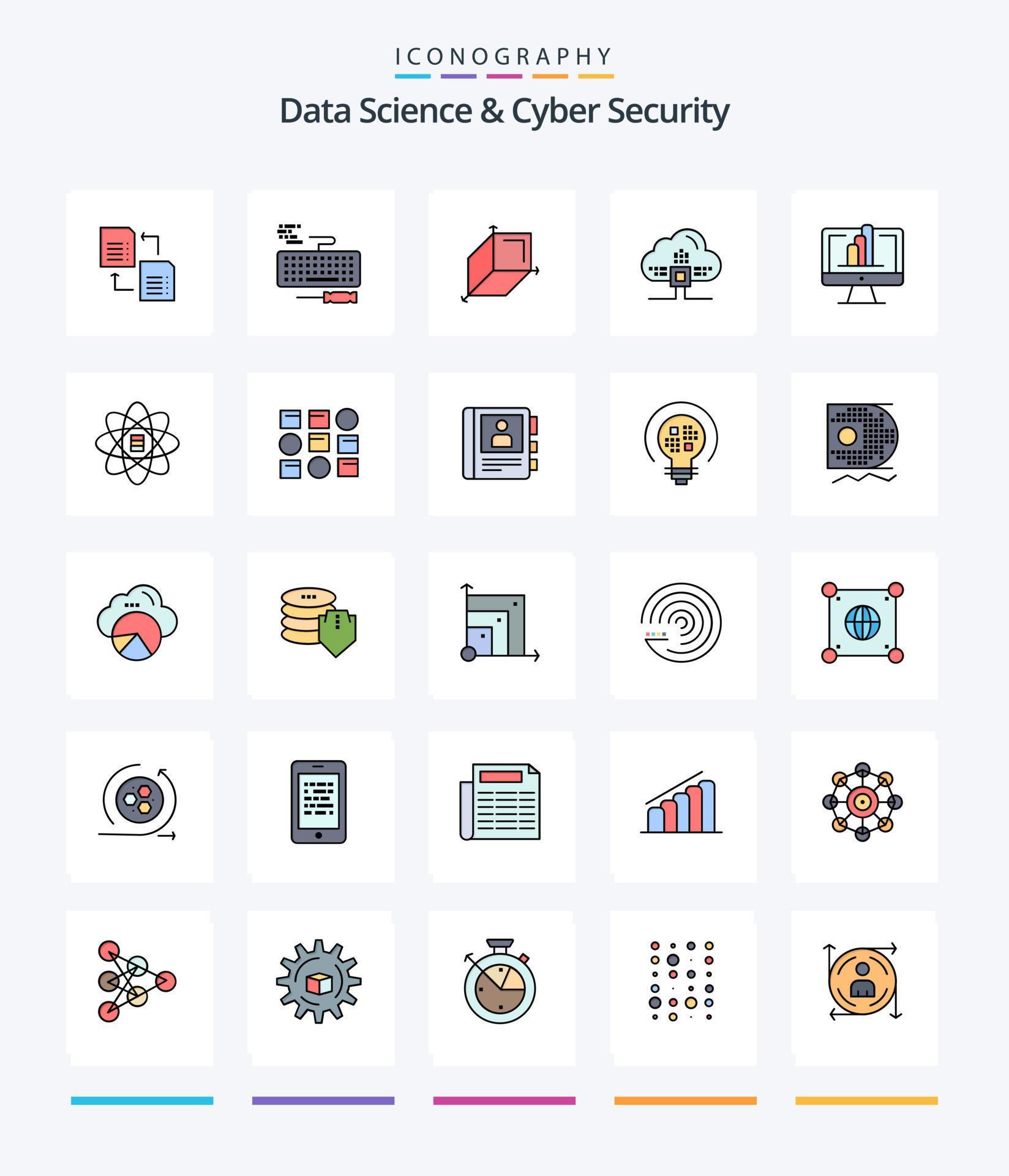 Creative Data Science And Cyber Security 25 Line FIlled icon pack Such ...