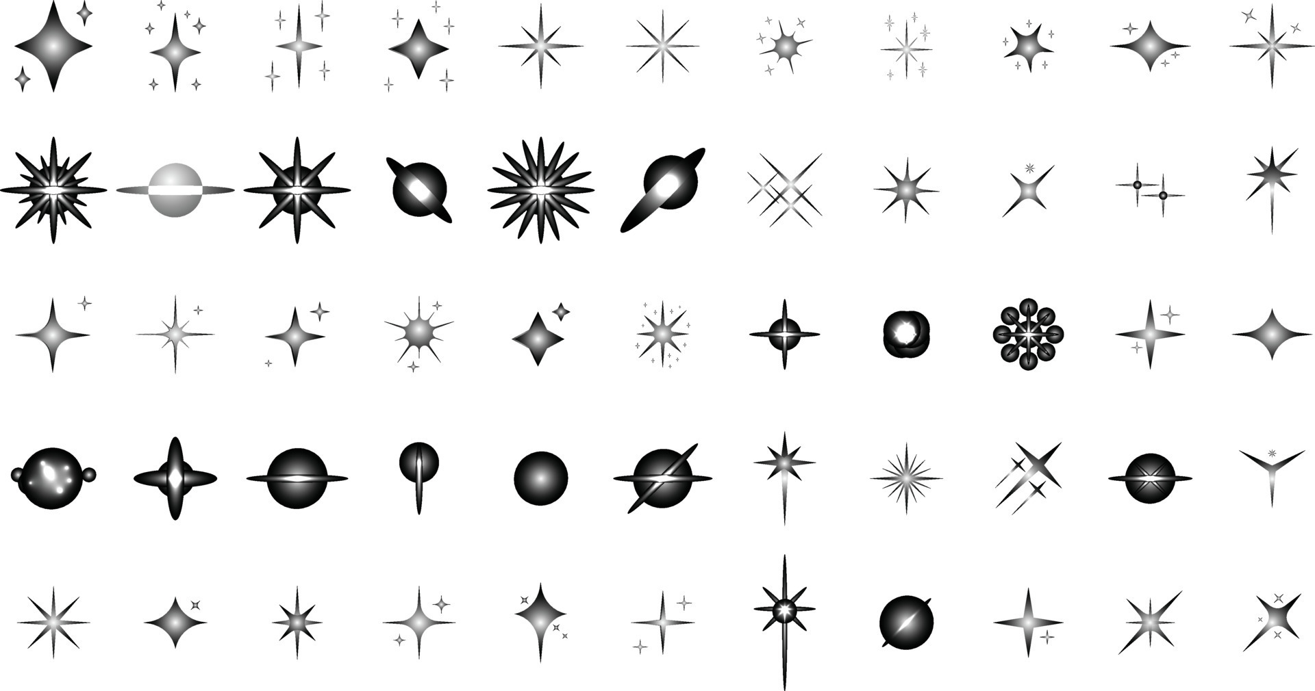 Yellow, gold, orange sparkles symbols vector. The set of original vector stars sparkle icon ...