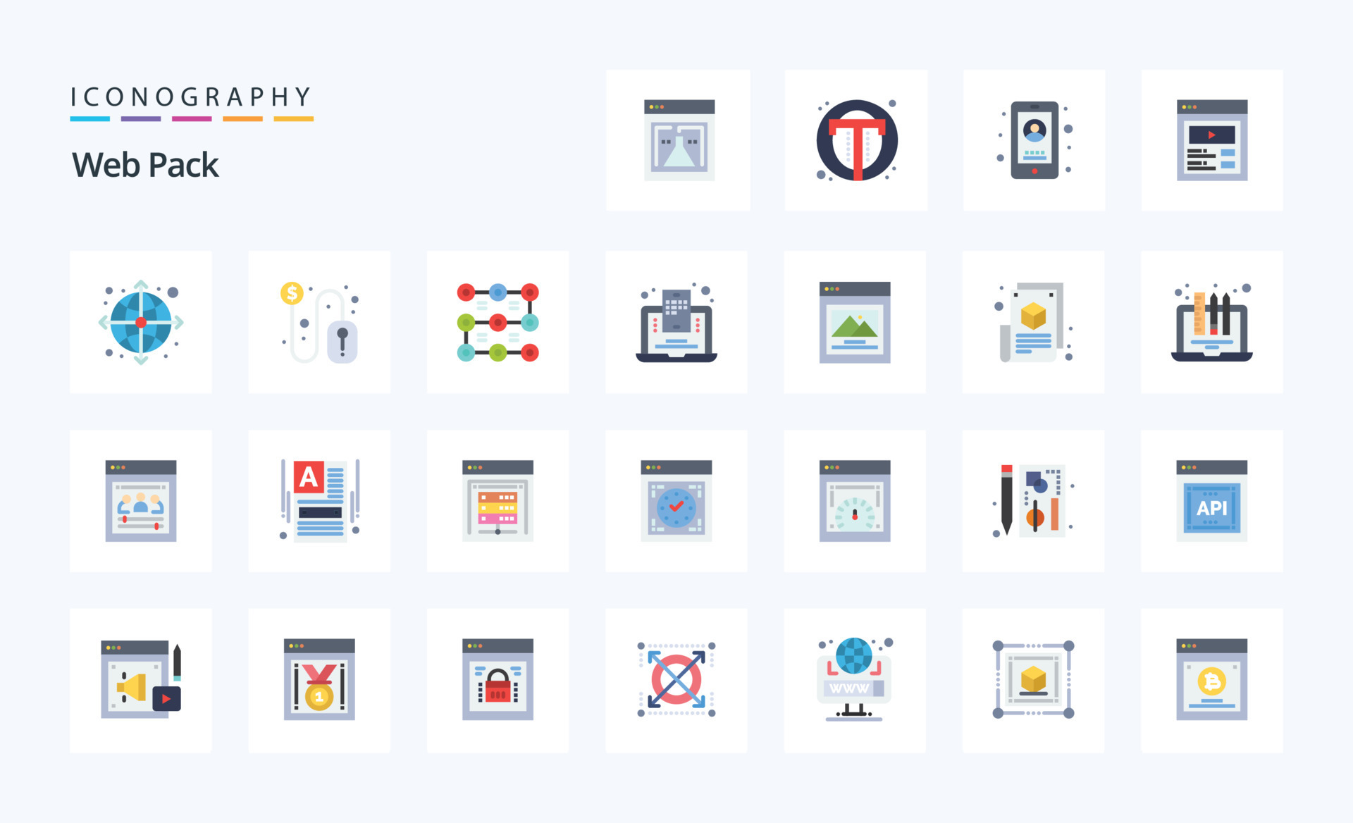 25 Web Pack Flat Color Icon Pack 17243549 Vector Art At Vecteezy