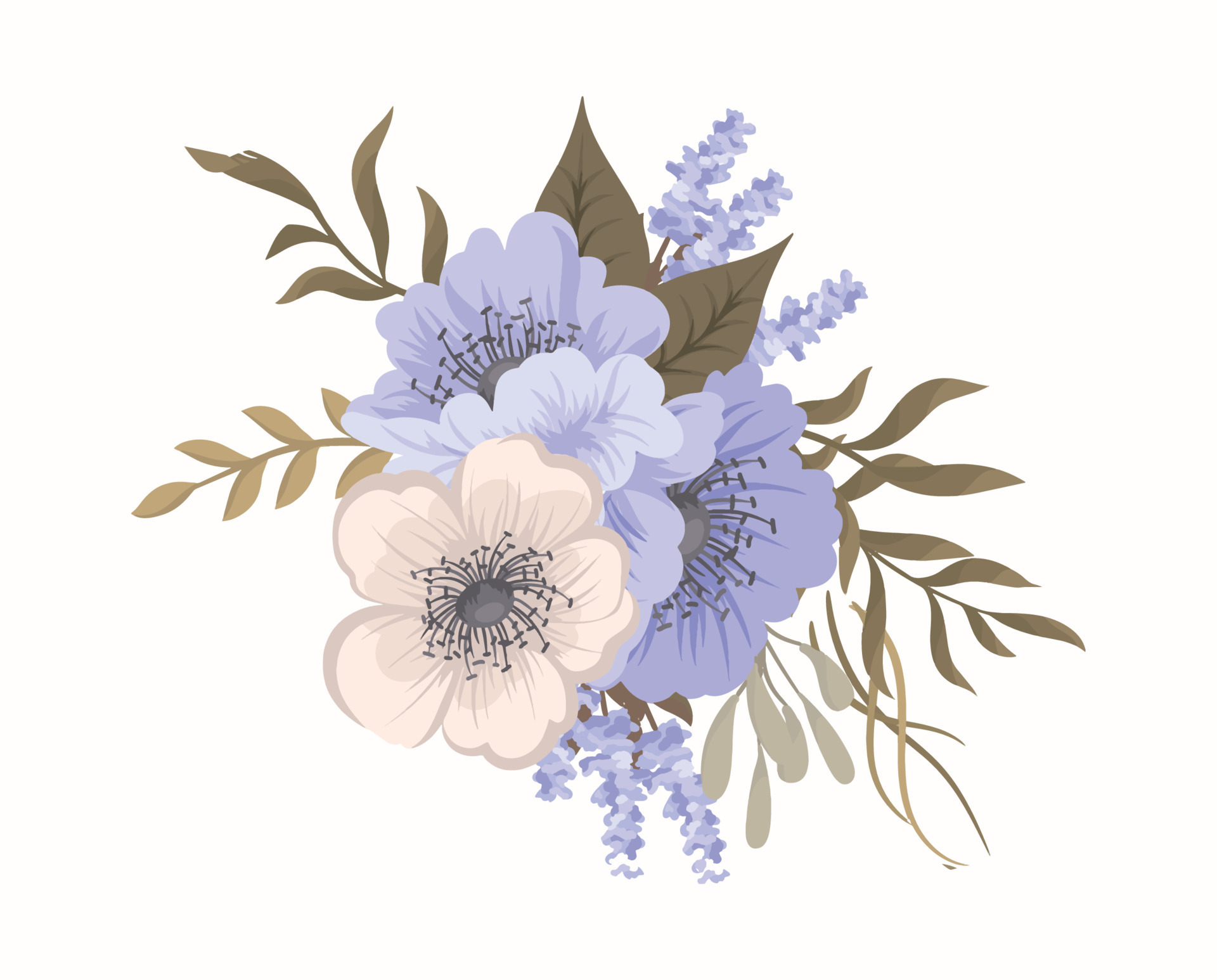 Flower Background Vector, Spring blooming Flower bouquet for Greeting ...