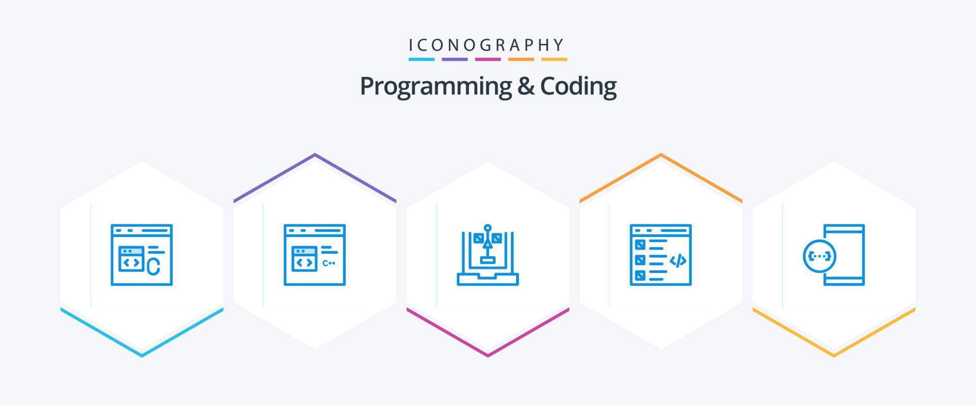 Programming And Coding 25 Blue Icon Pack Including Develop App Flowchart List Develop