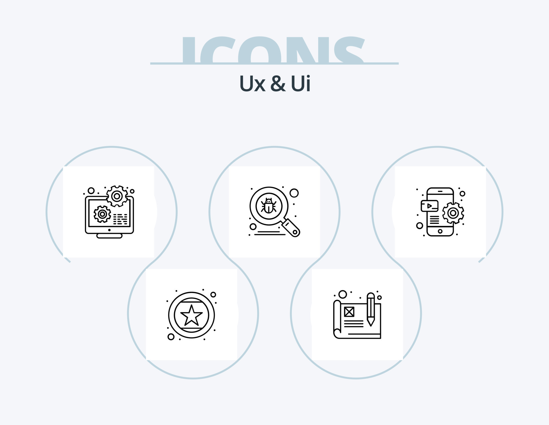 Ux And Ui Line Icon Pack 5 Icon Design. dustbin. web link. check. web ...