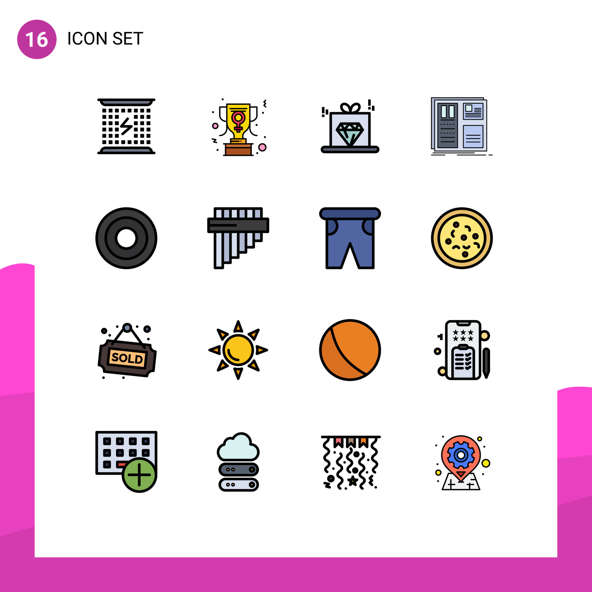Set Of 16 Modern Ui Icons Symbols Signs For Ui Interface Women Sign Grid Rate Editable Creative