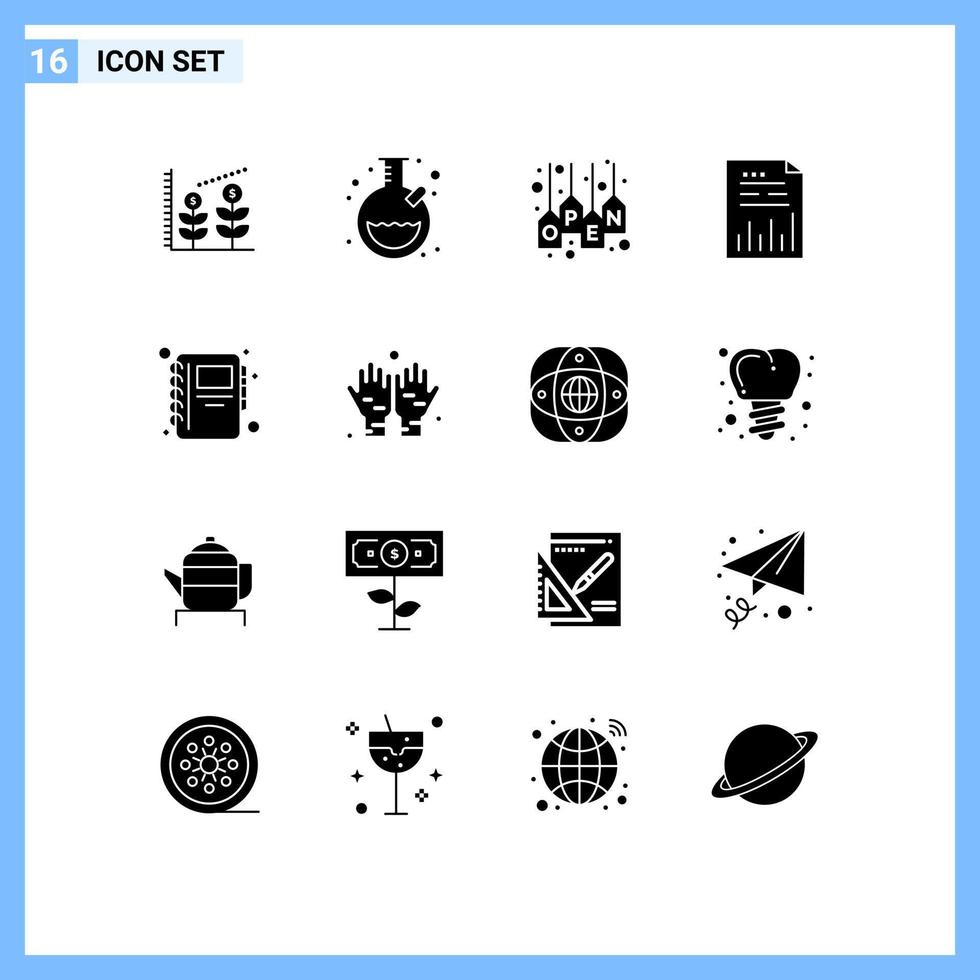 16 Universal Solid Glyphs Set for Web and Mobile Applications notebook ...