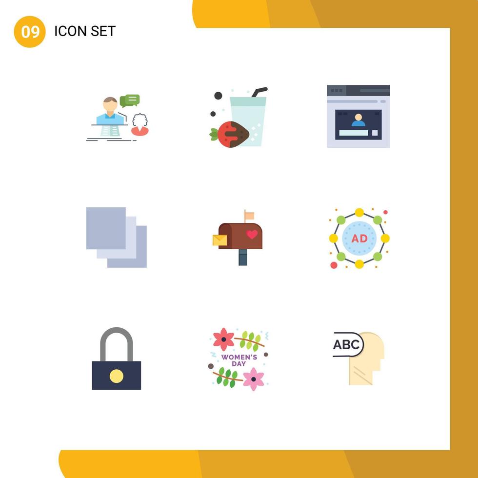 Set of 9 Modern UI Icons Symbols Signs for mail layers internet group profile Editable Vector ...