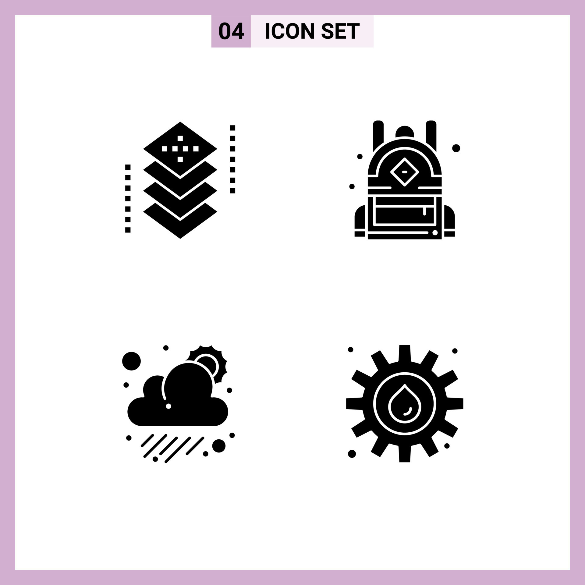 Thematic Vector Solid Glyphs And Editable Symbols Of Coding Cloudy