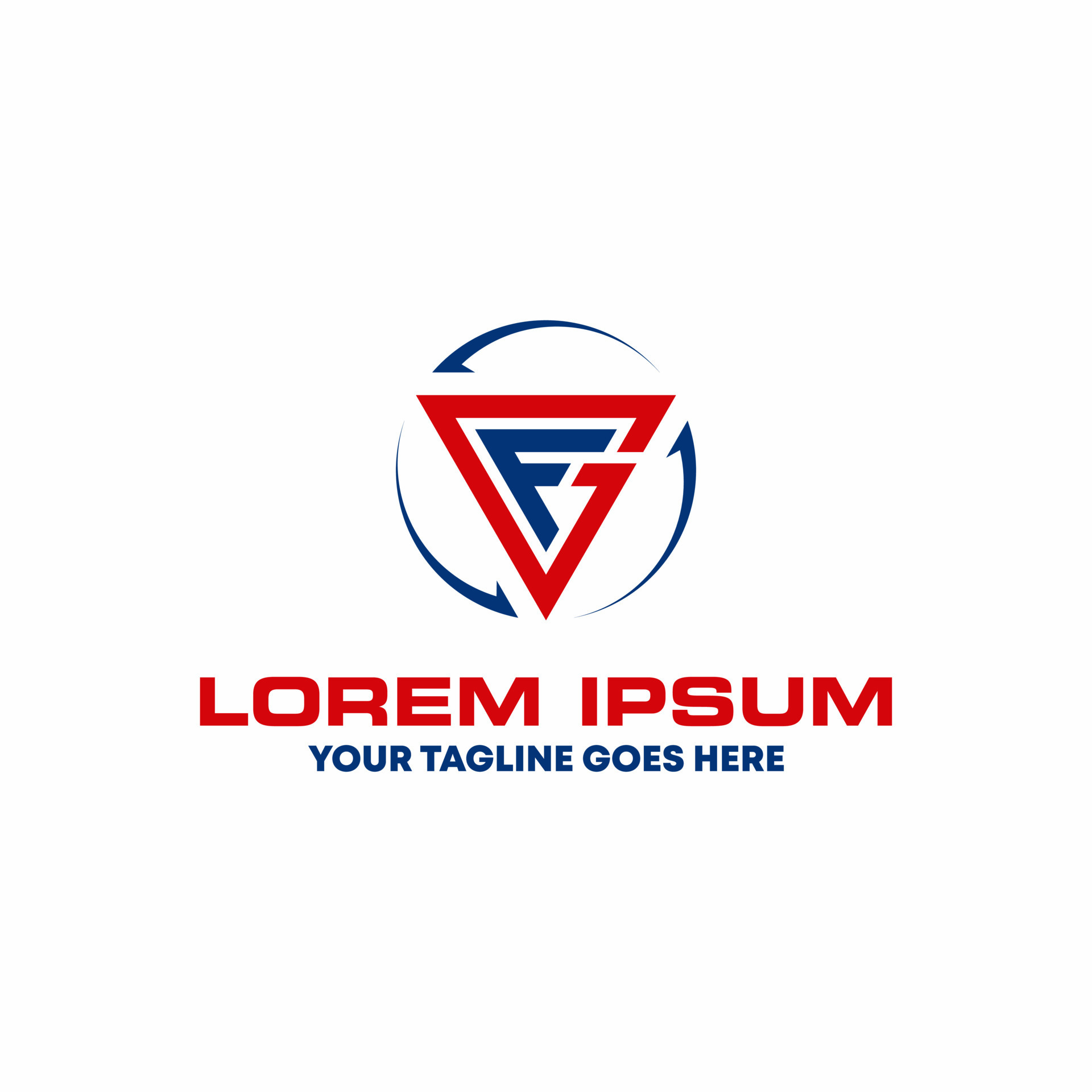 Simple letter or word FG or GF font in triangle with circle arrow image graphic icon logo design ...