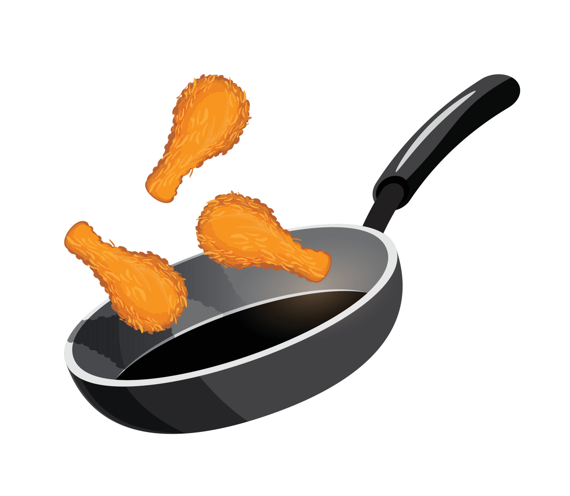 Fried Chicken In Frying Pan Vector Illustration 17246108 Vector Art At Vecteezy