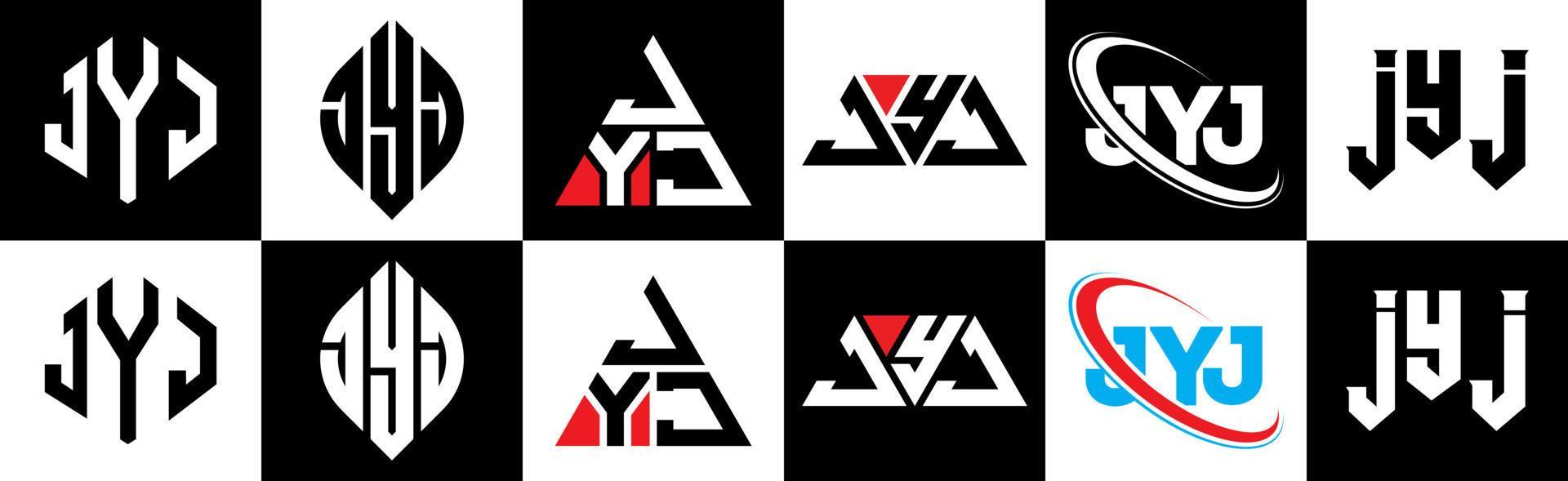 JYJ letter logo design in six style. JYJ polygon, circle, triangle, hexagon, flat and simple ...