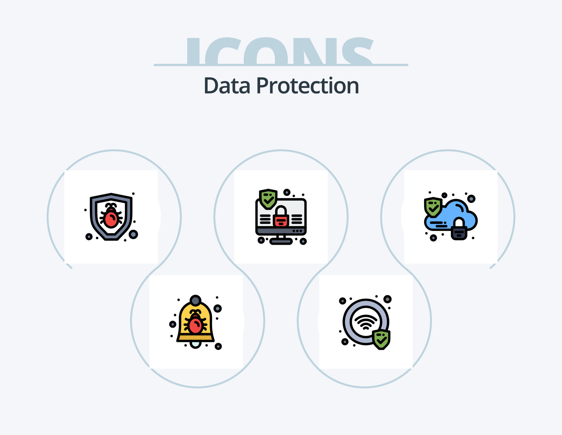 Data Protection Line Filled Icon Pack 5 Icon Design Security
