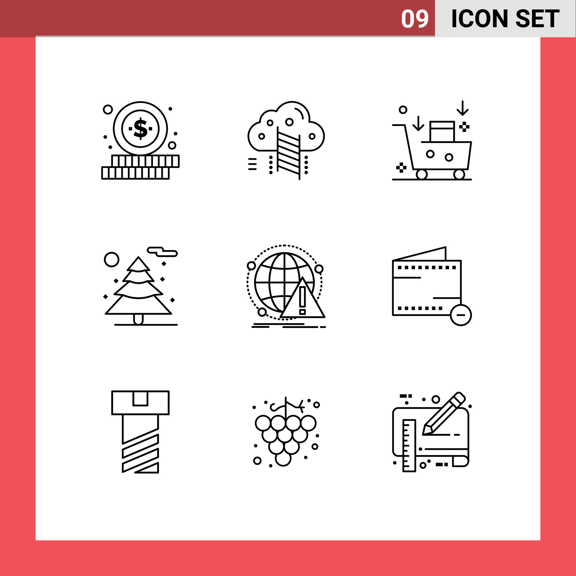 9 Universal Outlines Set For Web And Mobile Applications Attack Alert Email Campaign Tree Nature
