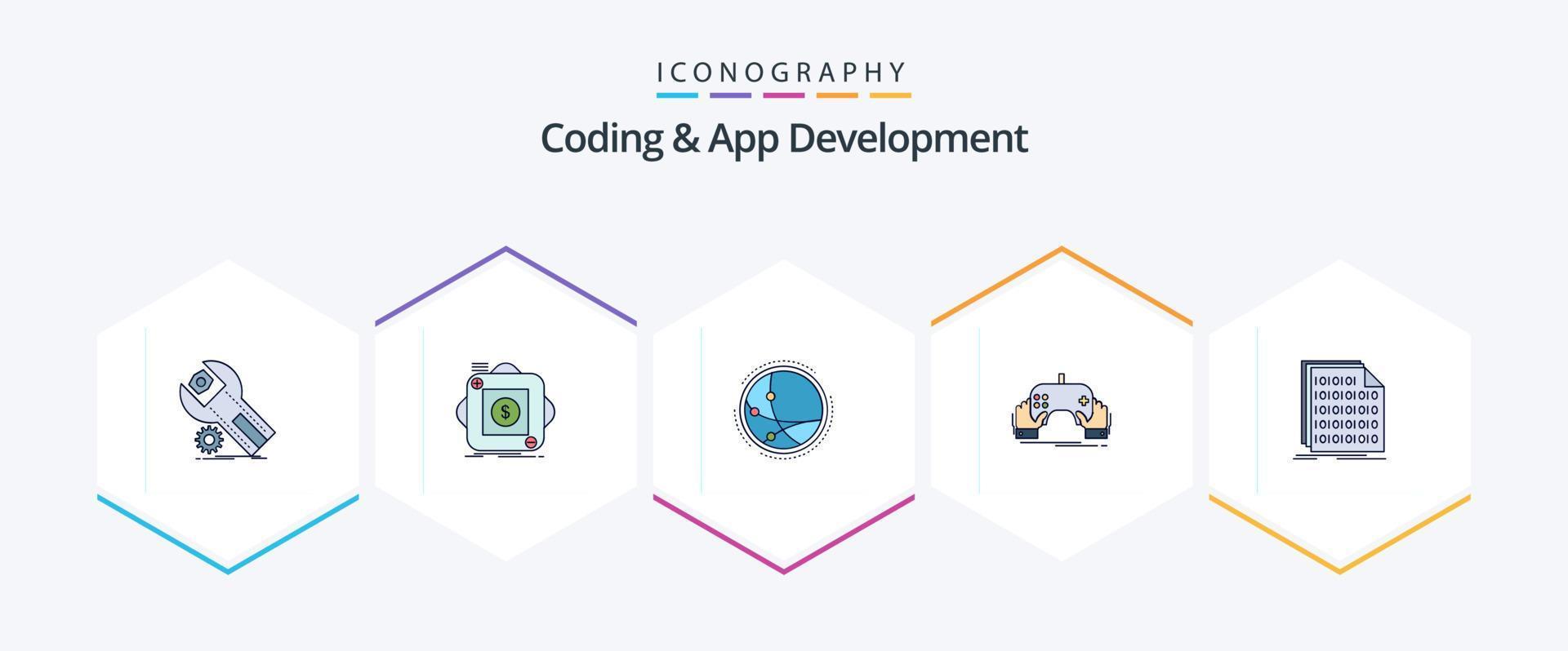 Coding And App Development 25 Filledline Icon Pack Including Mobile Game Application Network