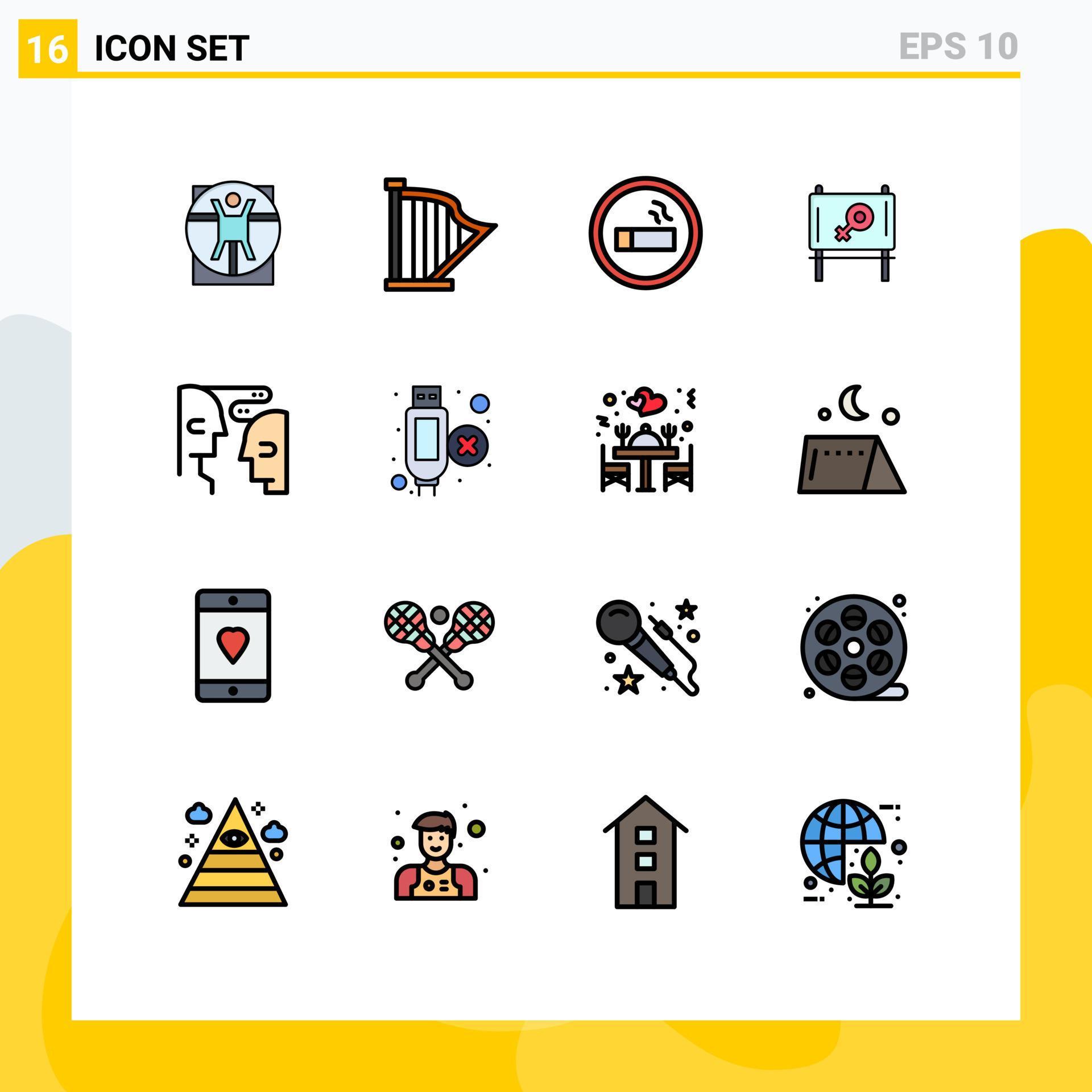 Stock Vector Icon Pack of 16 Line Signs and Symbols for communication ...