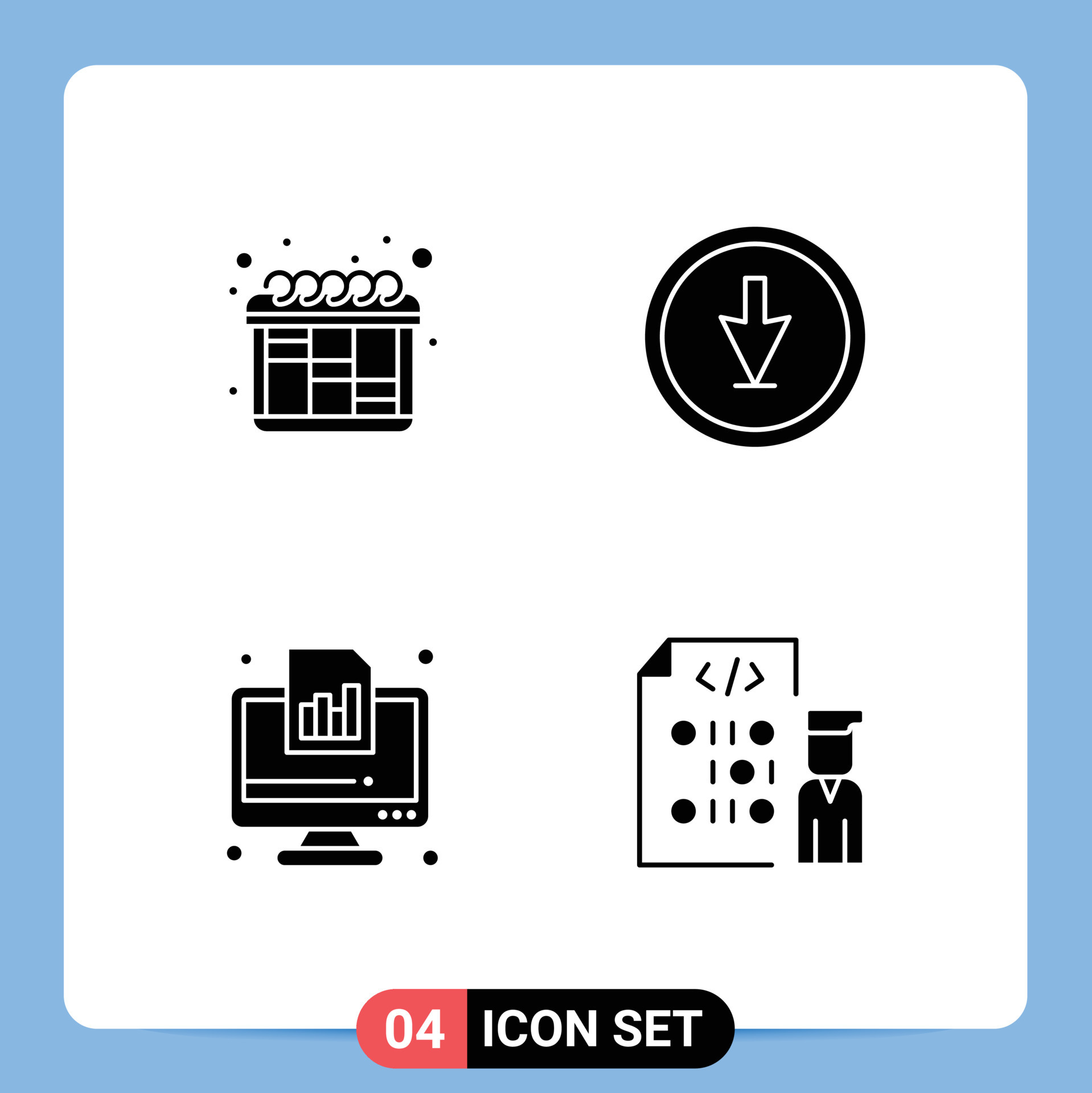 Modern Set Of 4 Solid Glyphs And Symbols Such As Iteration Diagram Arrow Navigation Graph