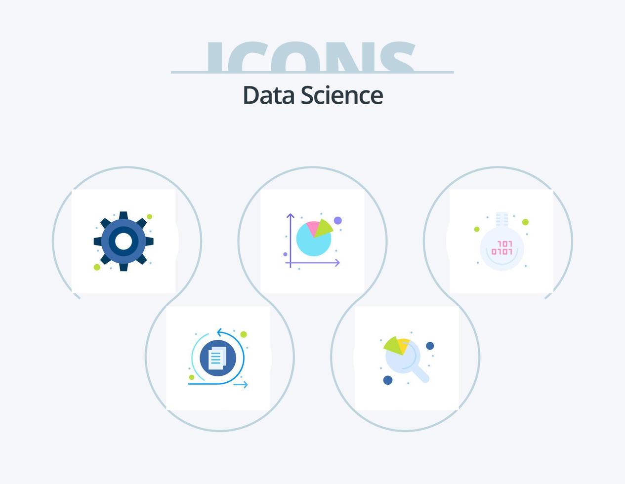 Data Science Flat Icon Pack 5 Icon Design Binary Code Experiment