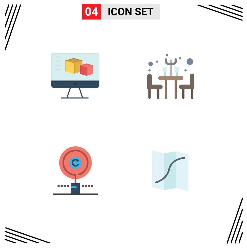 Flat Icon Pack of 4 Universal Symbols of computer find computing table ...