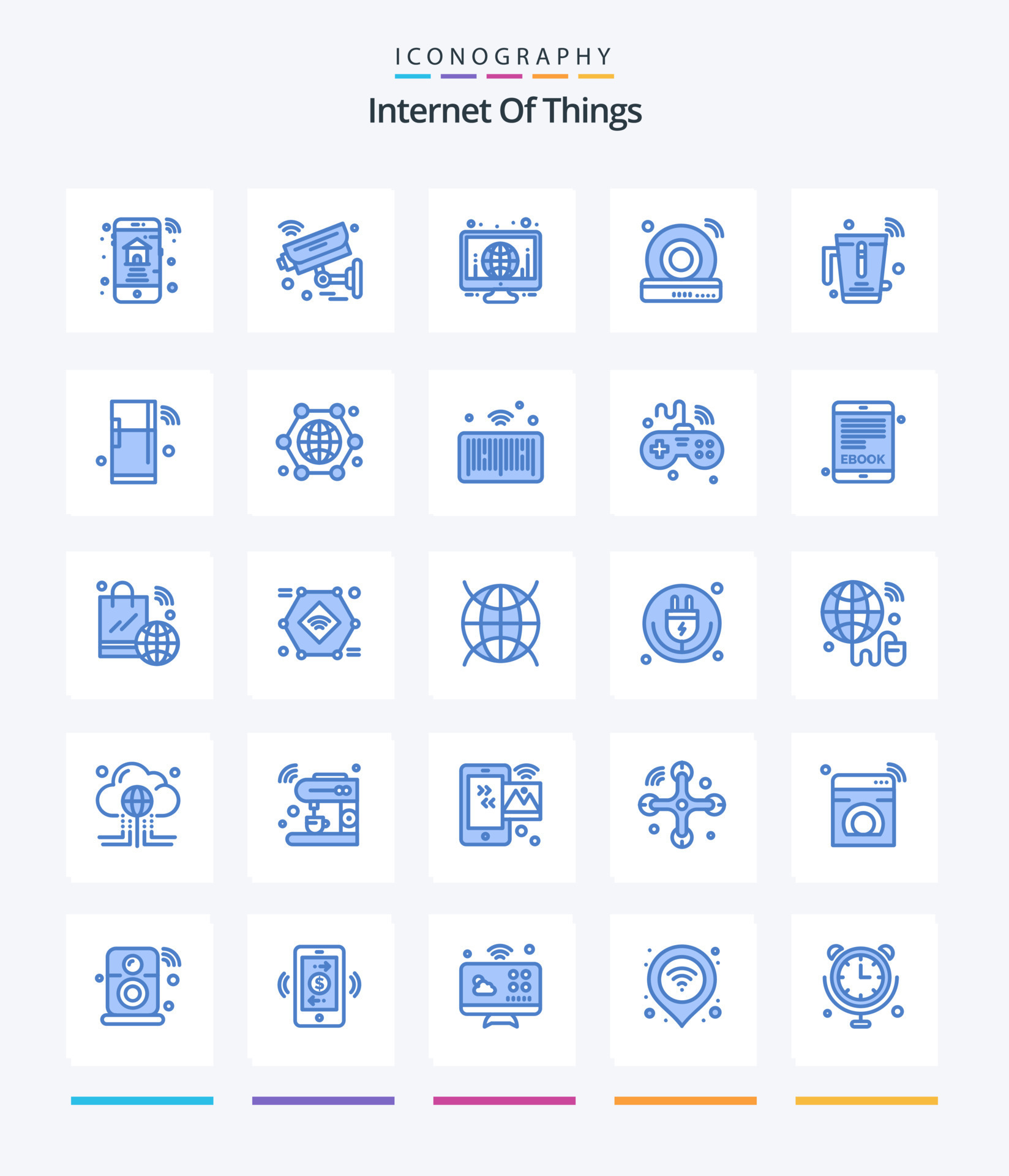 Creative Internet Of Things 25 Blue icon pack Such As blender. wifi ...