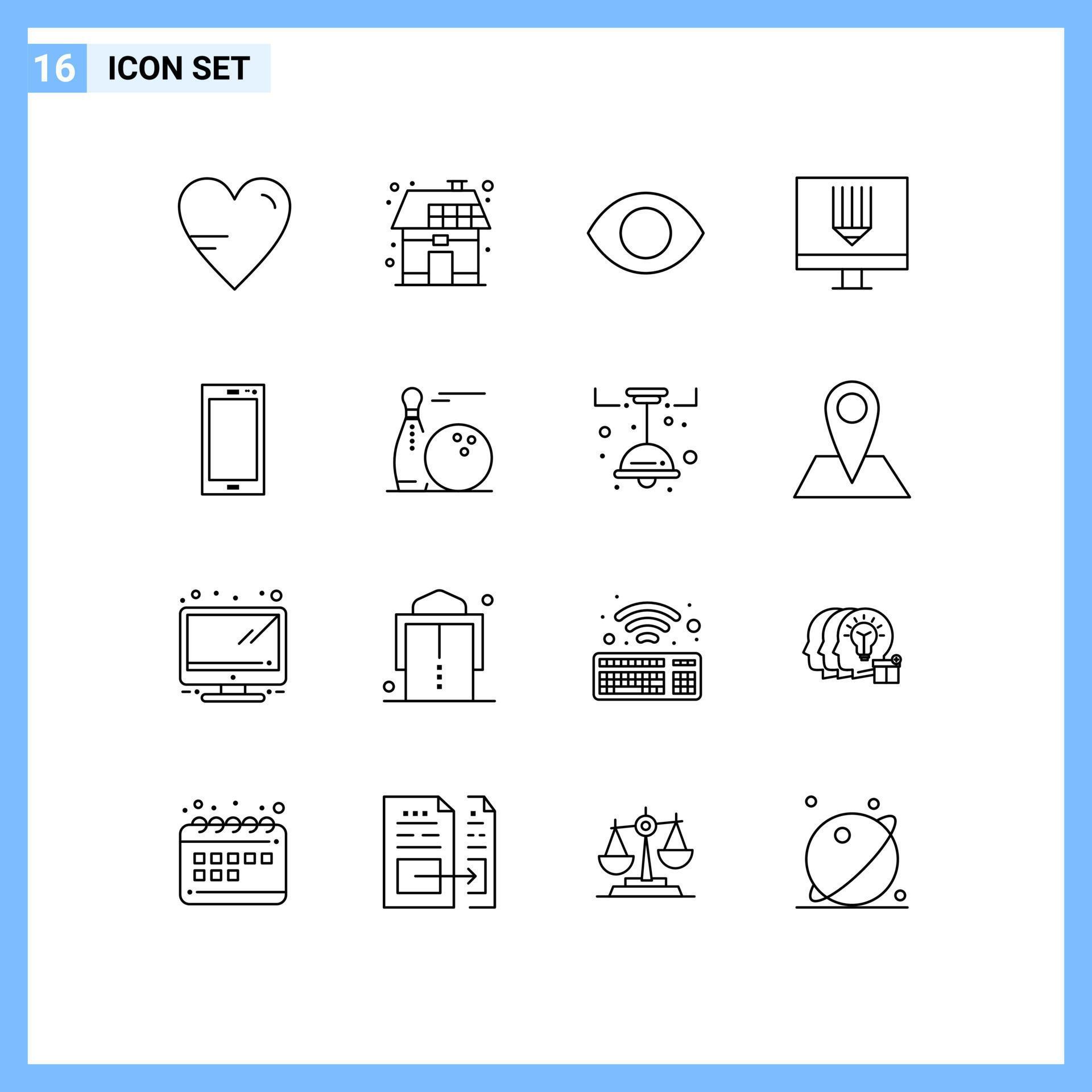 16 Universal Outlines Set For Web And Mobile Applications Programing Design Solar Computer