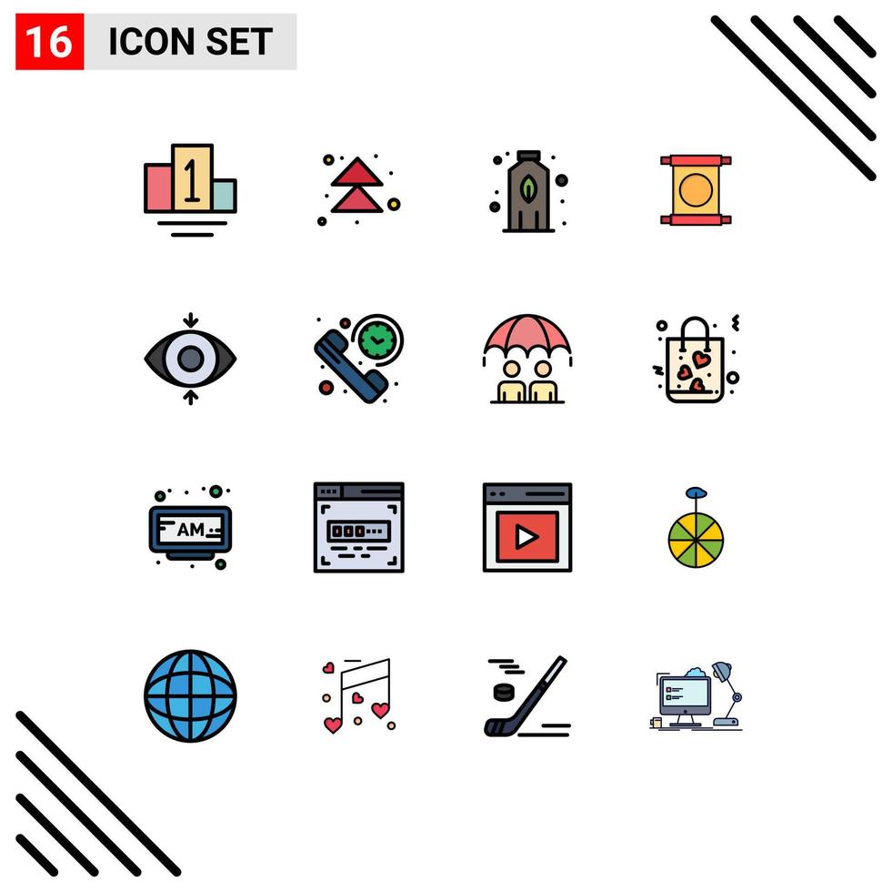 16 User Interface Flat Color Filled Line Pack Of Modern Signs And