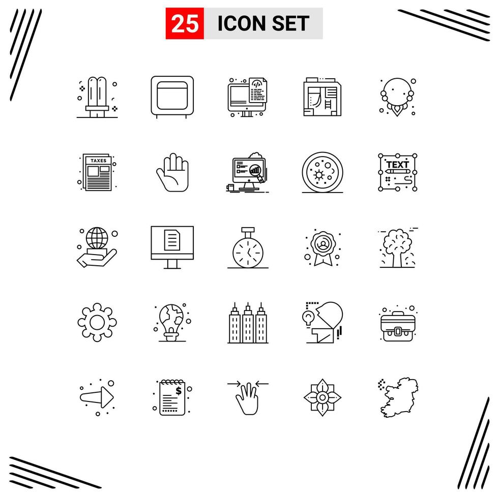 Set Of 25 Commercial Lines Pack For Computer Box Money Atx Programming Editable Vector Design