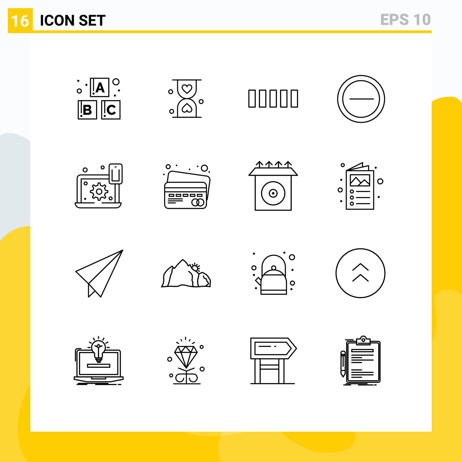 Stock Vector Icon Pack Of 16 Line Signs And Symbols For Setting Laptop Connection Configure