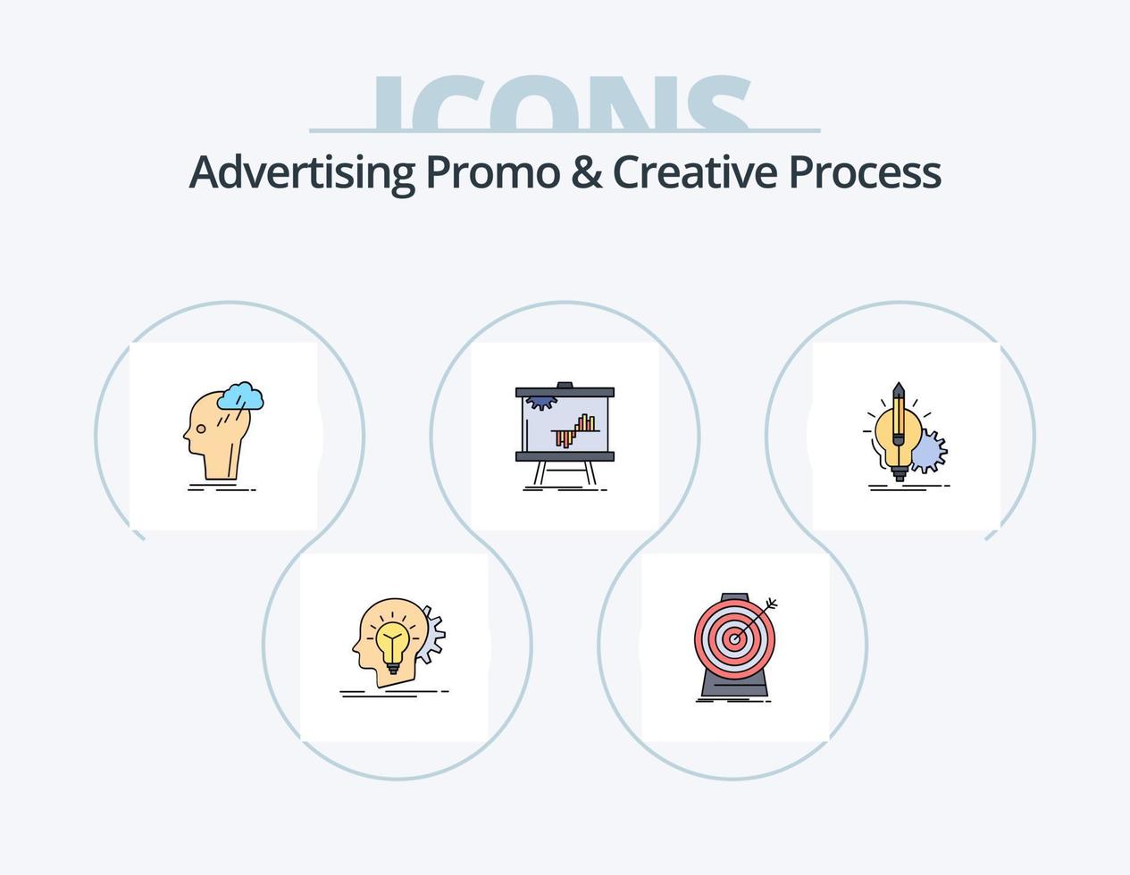 Advertising Promo And Creative Process Line Filled Icon Pack 5 Icon ...