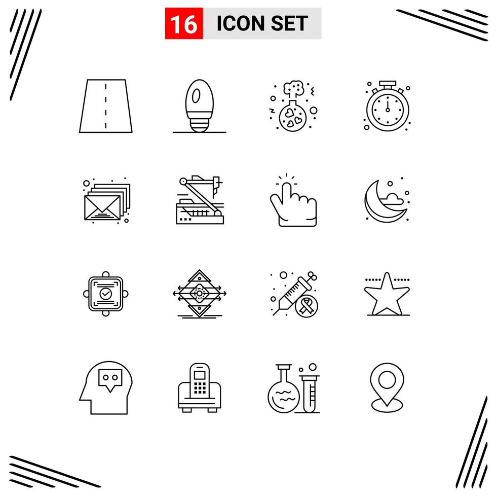 16 Universal Outlines Set For Web And Mobile Applications Email Mobile Flask Clock Alarm