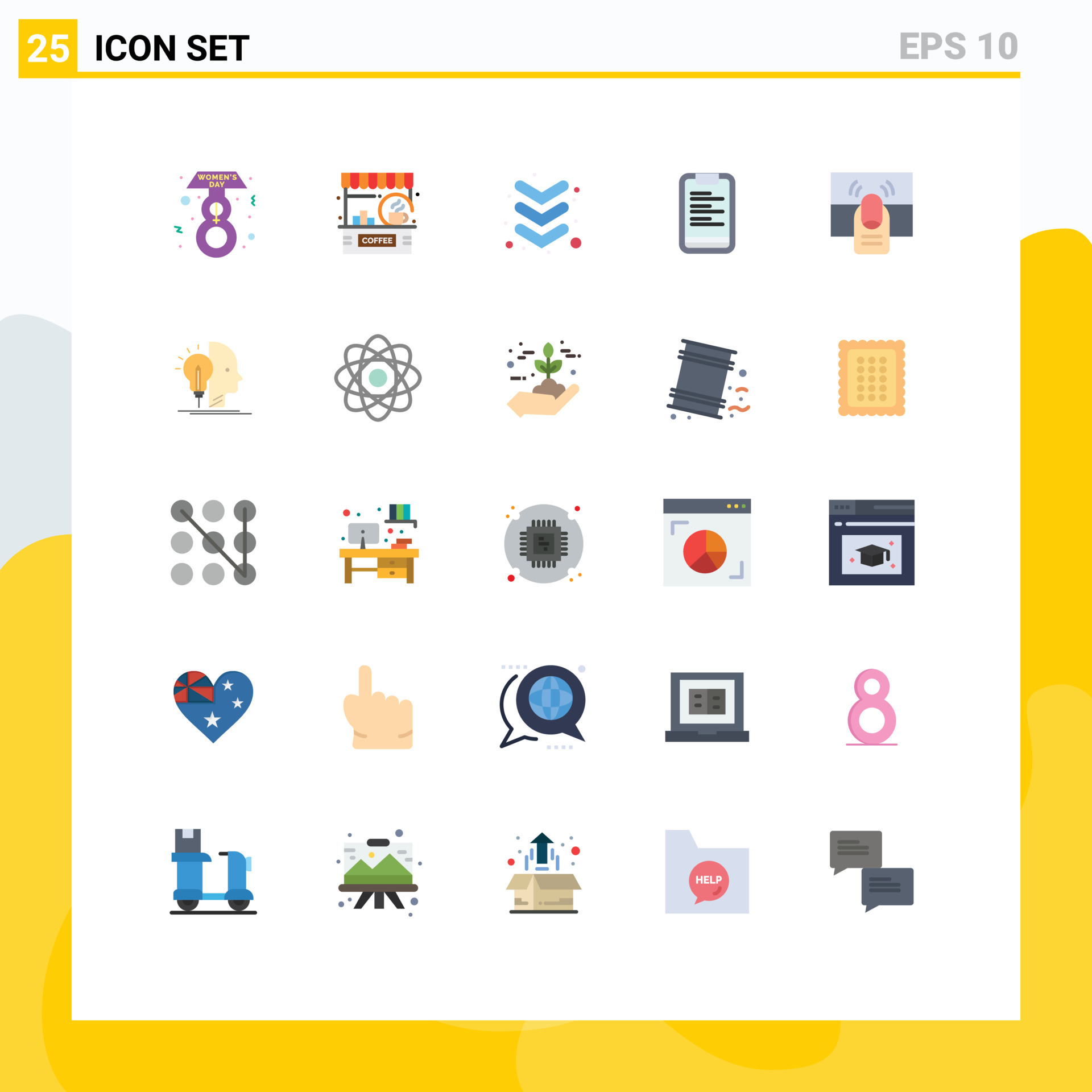 25 Thematic Vector Flat Colors And Editable Symbols Of Hand Click Arrow