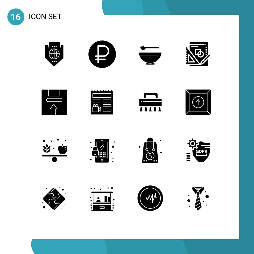 16 User Interface Solid Glyph Pack Of Modern Signs And Symbols Of Box Mathematics Sign Maths