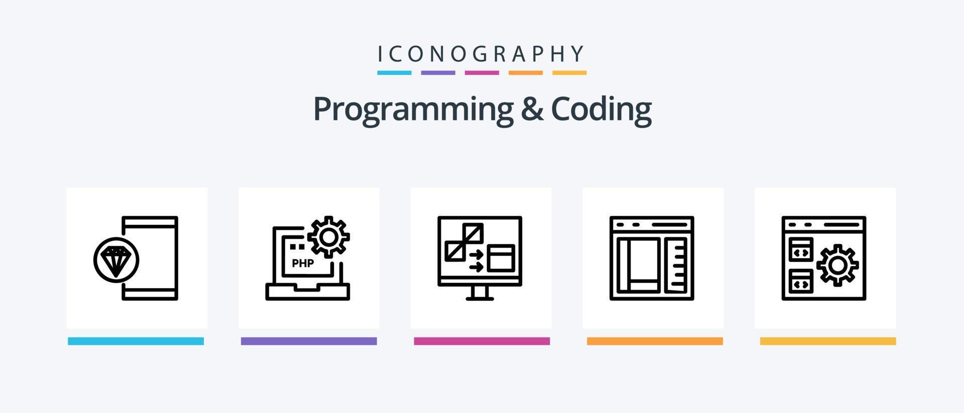 Programming And Coding Line 5 Icon Pack Including develop. business. development. develop. code ...