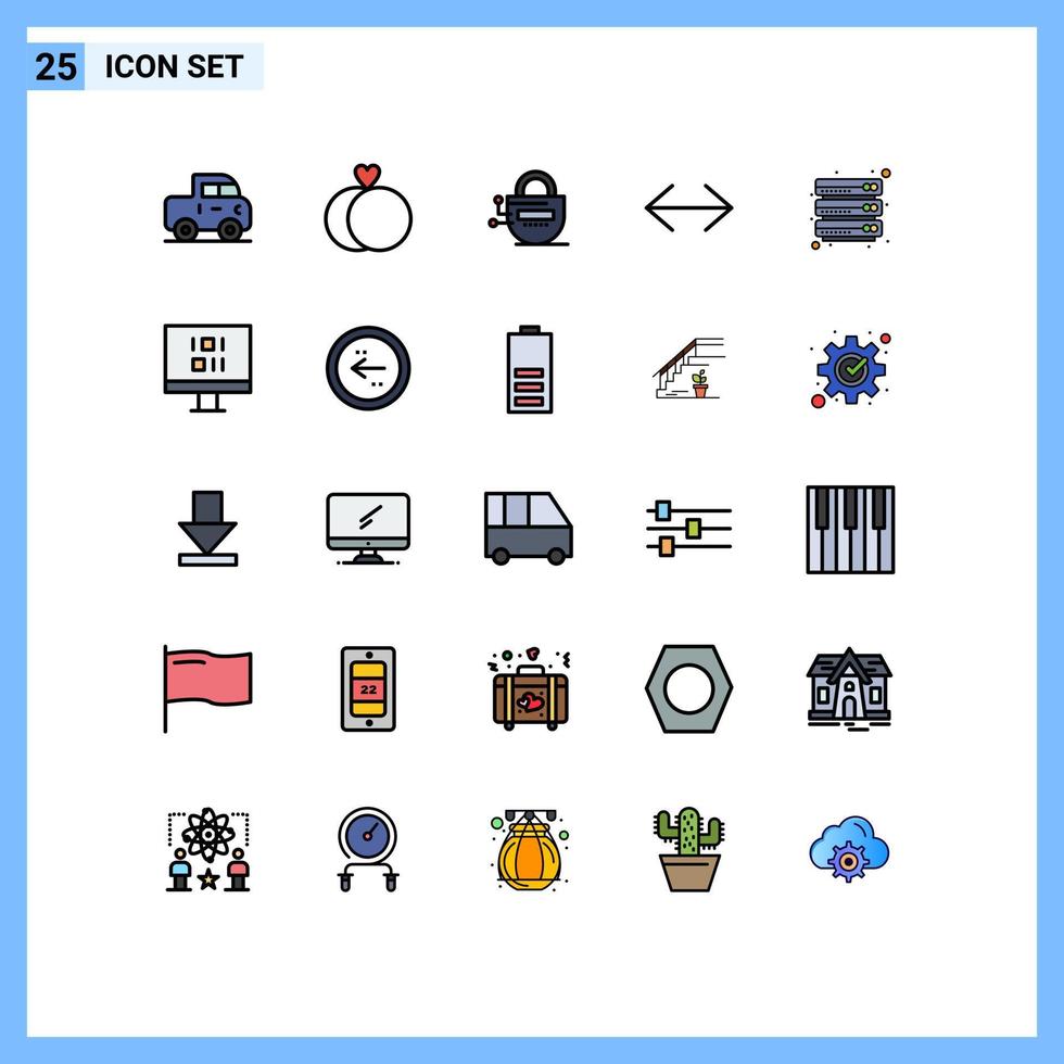 Stock Vector Icon Pack of 25 Line Signs and Symbols for server cloud ...