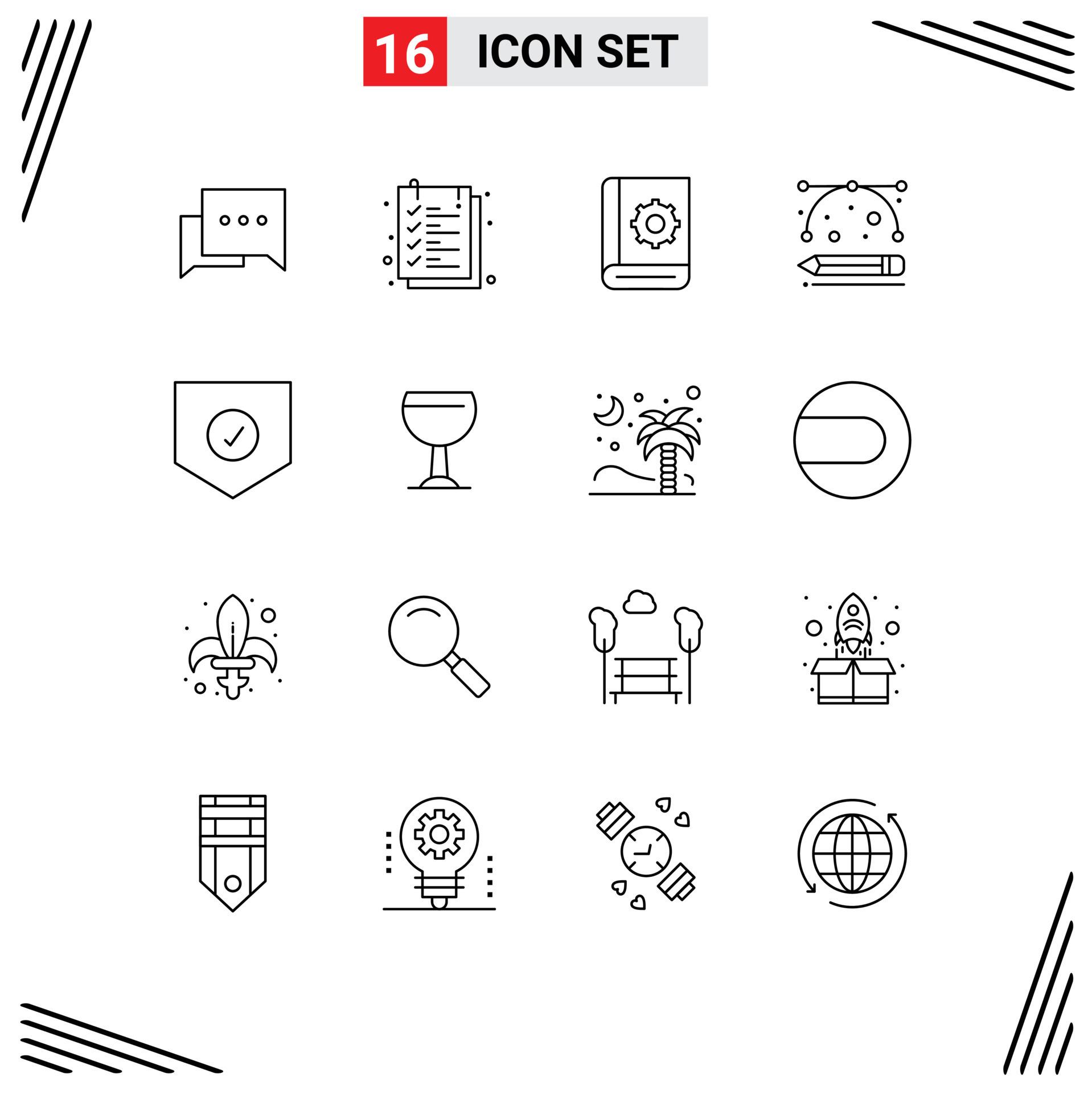 Set Of 16 Vector Outlines On Grid For Protect Drawing Tools Communication Development Tools