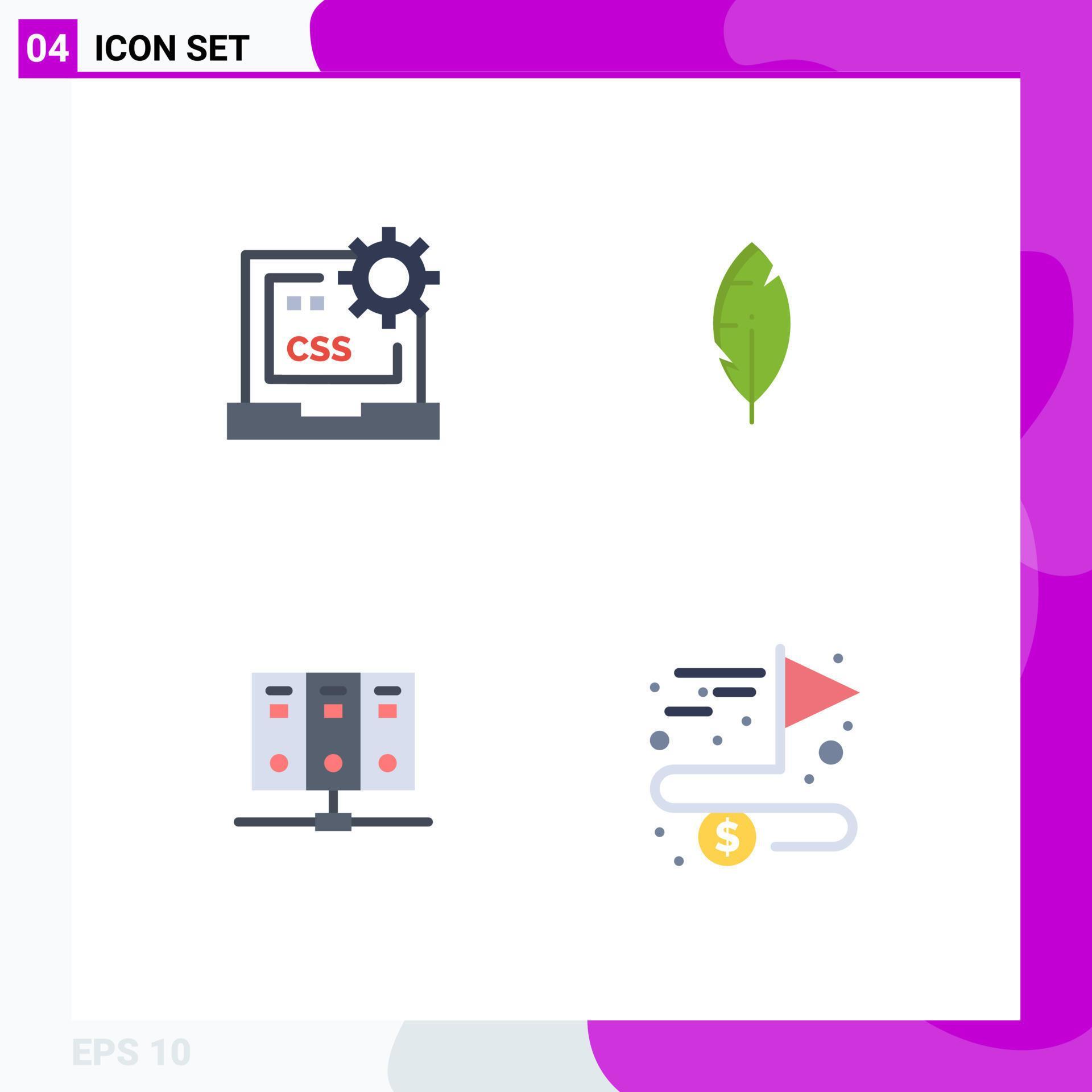 Set of 4 Modern UI Icons Symbols Signs for code mainframe develop ink ...