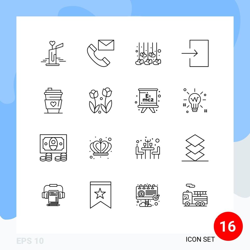 Mobile Interface Outline Set Of 16 Pictograms Of Drink Input Info Enter Wedding Editable Vector