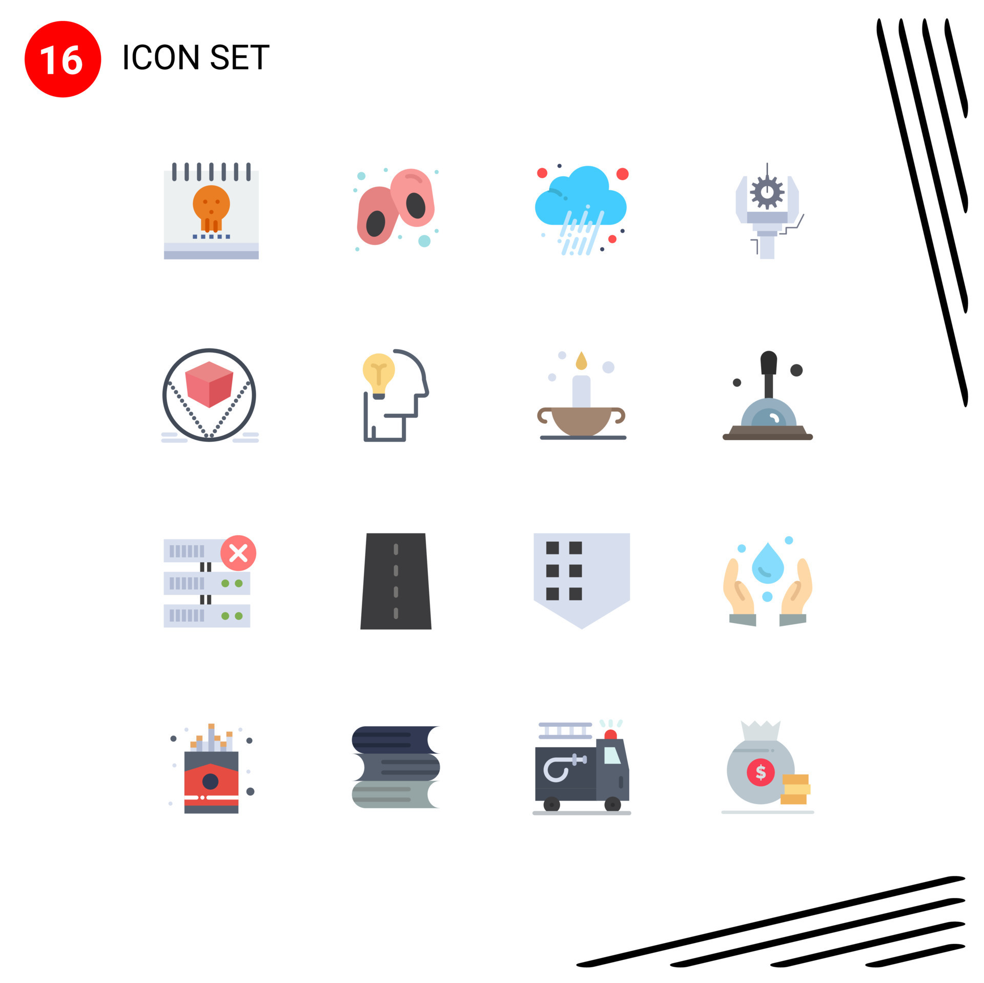 User Interface Pack Of 16 Basic Flat Colors Of Box Production Journalist Machine Automation