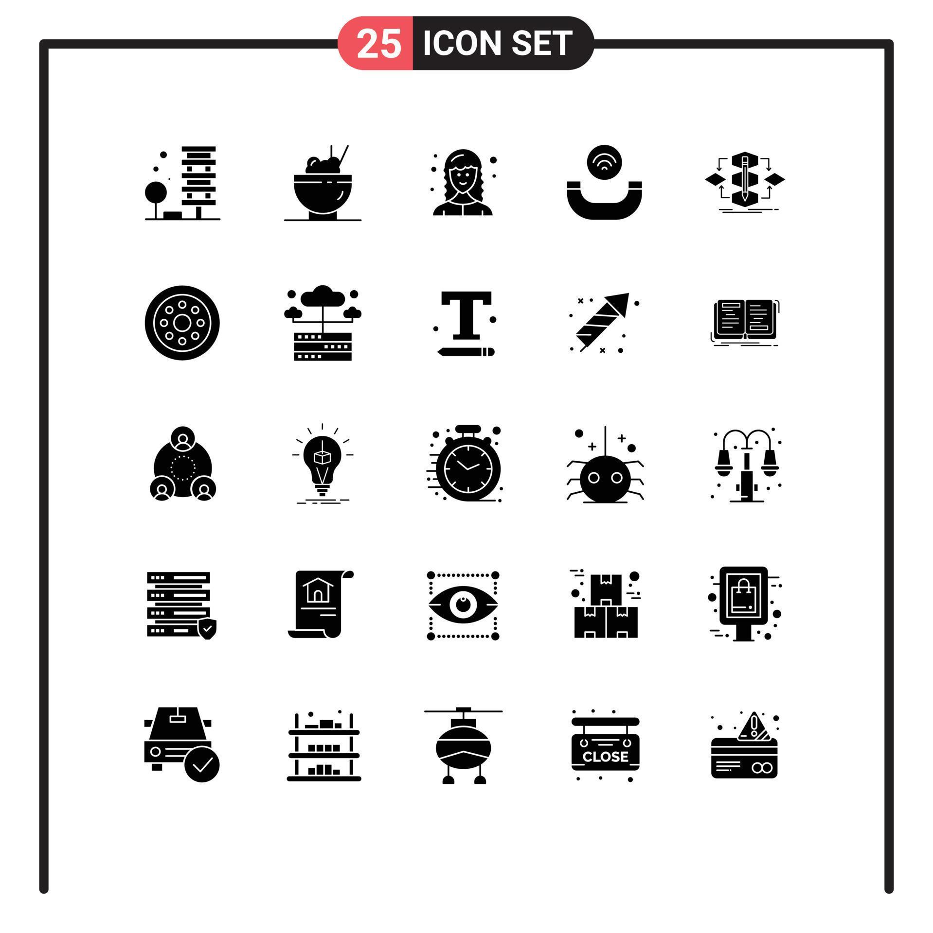 Set Of 25 Modern Ui Icons Symbols Signs For Method Algorithm Developer Ring Call Editable Vector