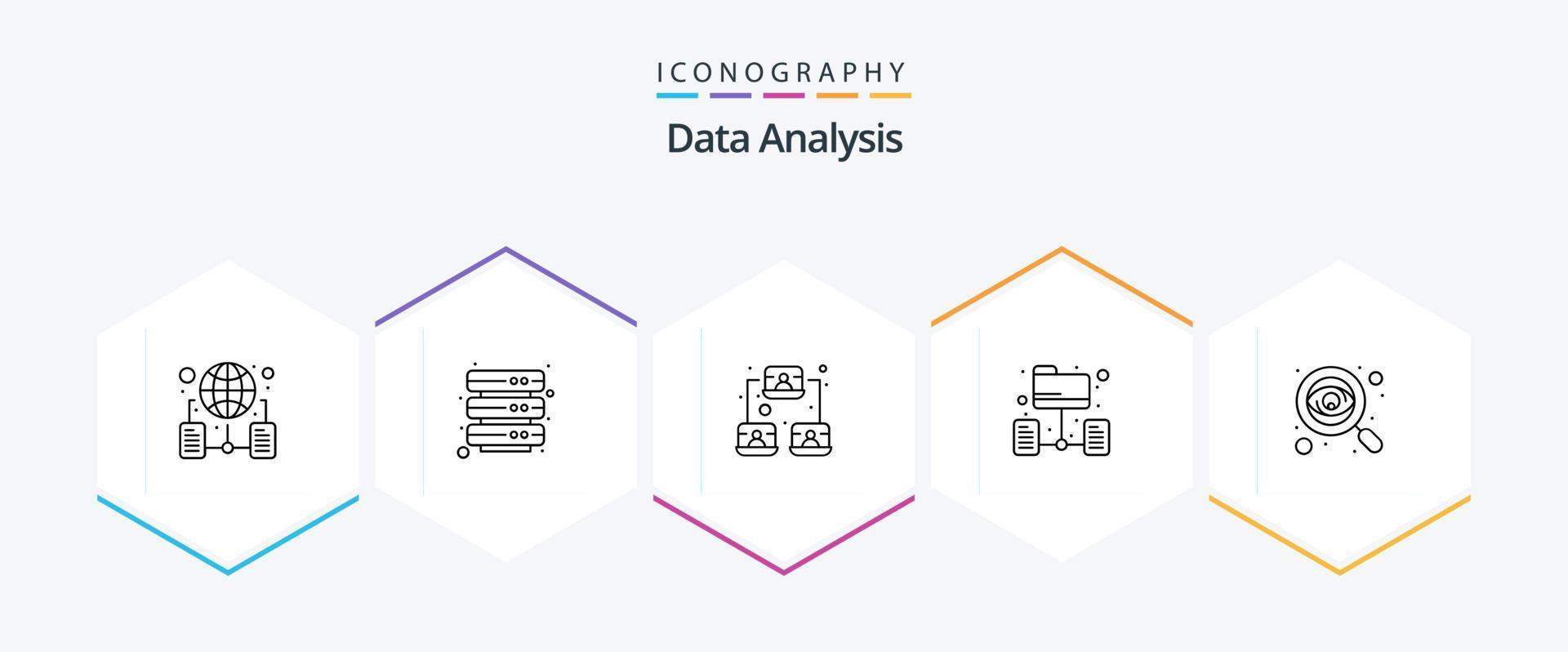 Data Analysis 25 Line icon pack including business. network. server ...