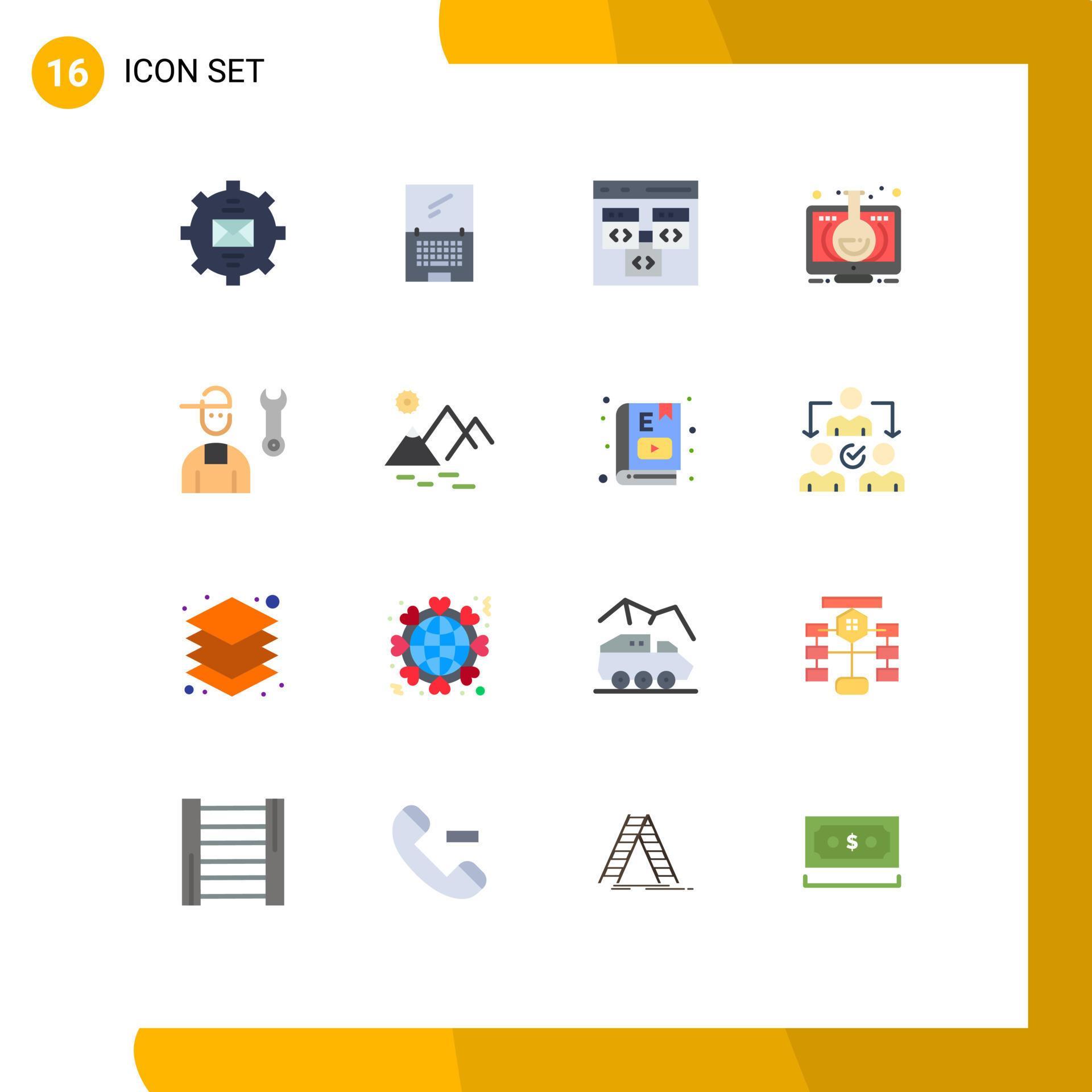 Set of 16 Vector Flat Colors on Grid for learning elearning imac development coding Editable ...