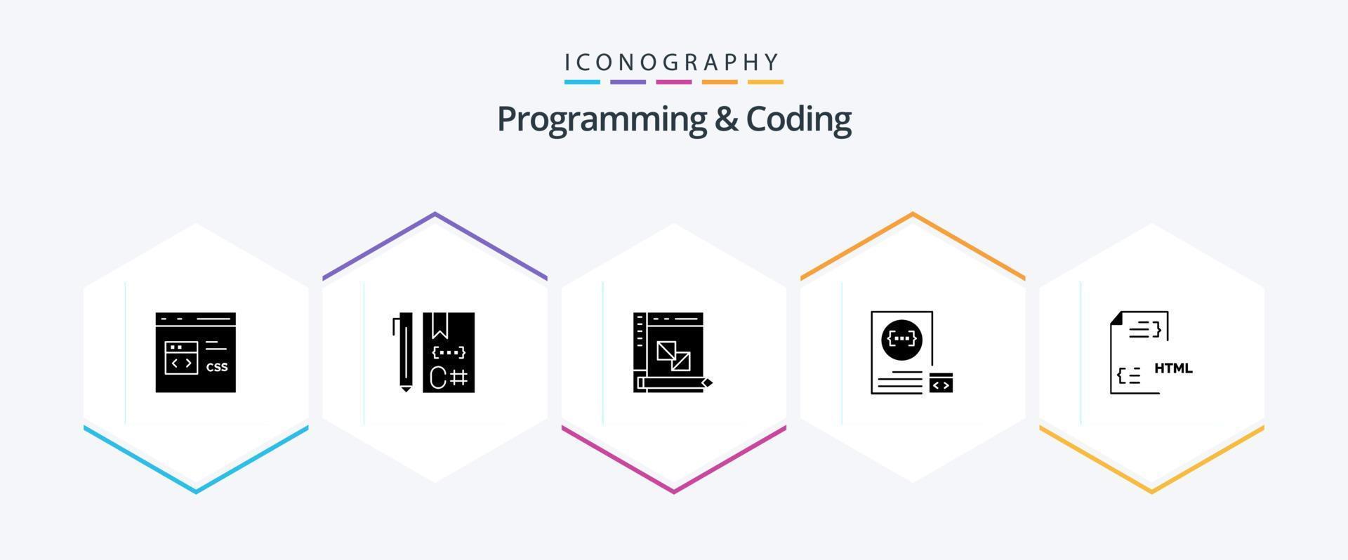 Programming And Coding 25 Glyph Icon Pack Including Develop App Develop Planning Development