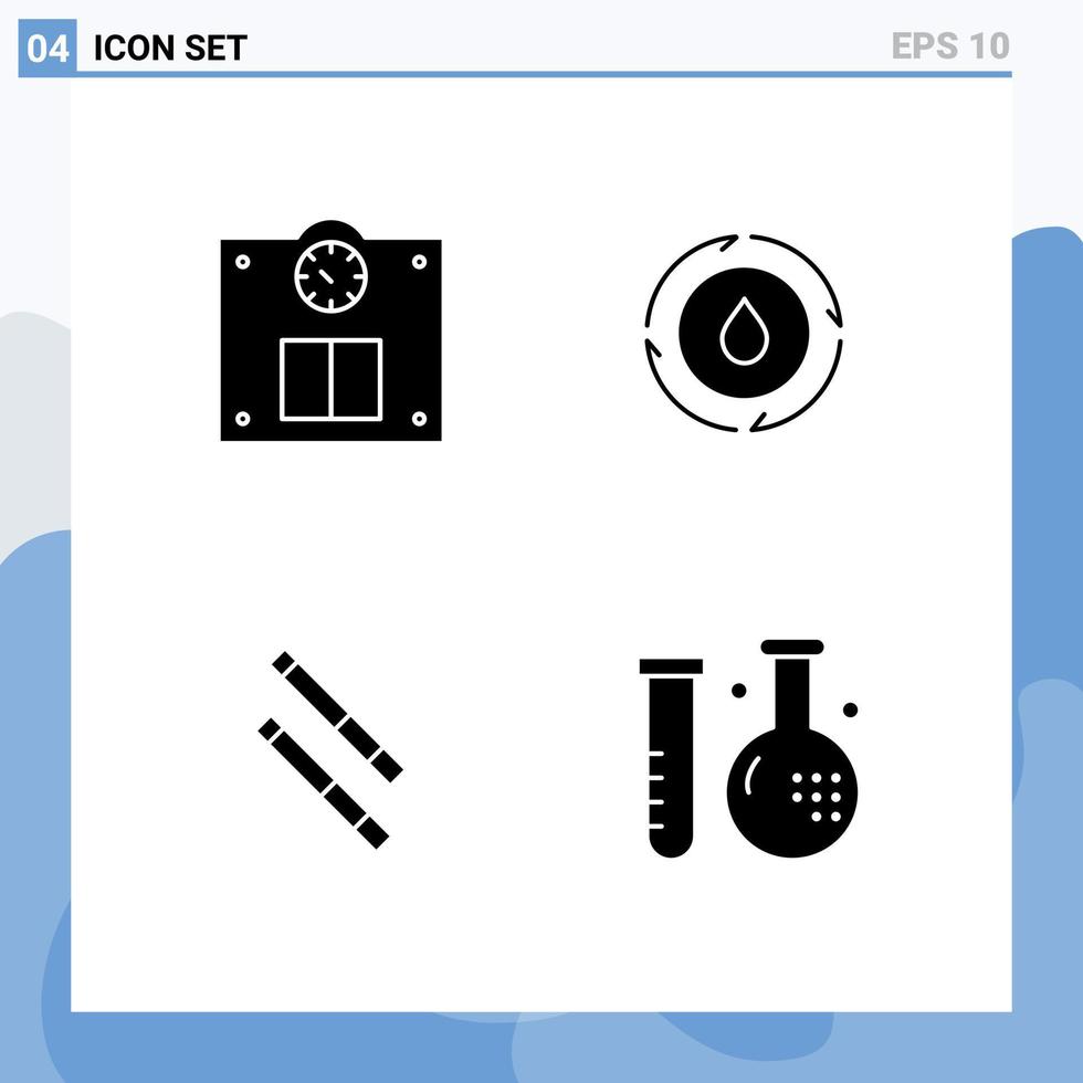Set Of 4 Vector Solid Glyphs On Grid For Floor Disease Energy Nature Form Editable Vector Design
