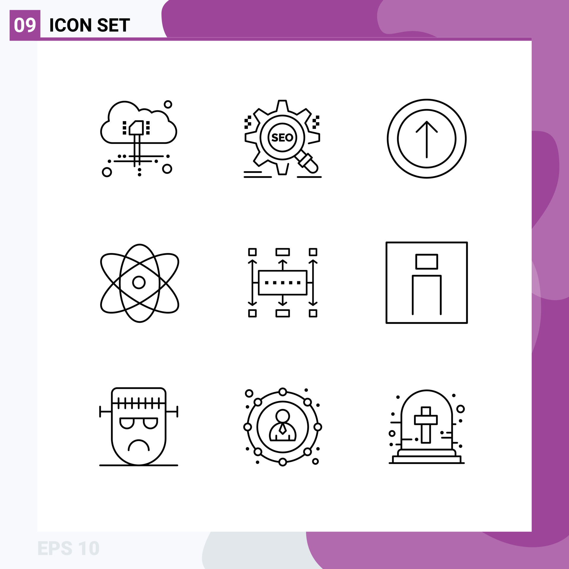9 User Interface Outline Pack Of Modern Signs And Symbols Of Business Workflow Upload Science