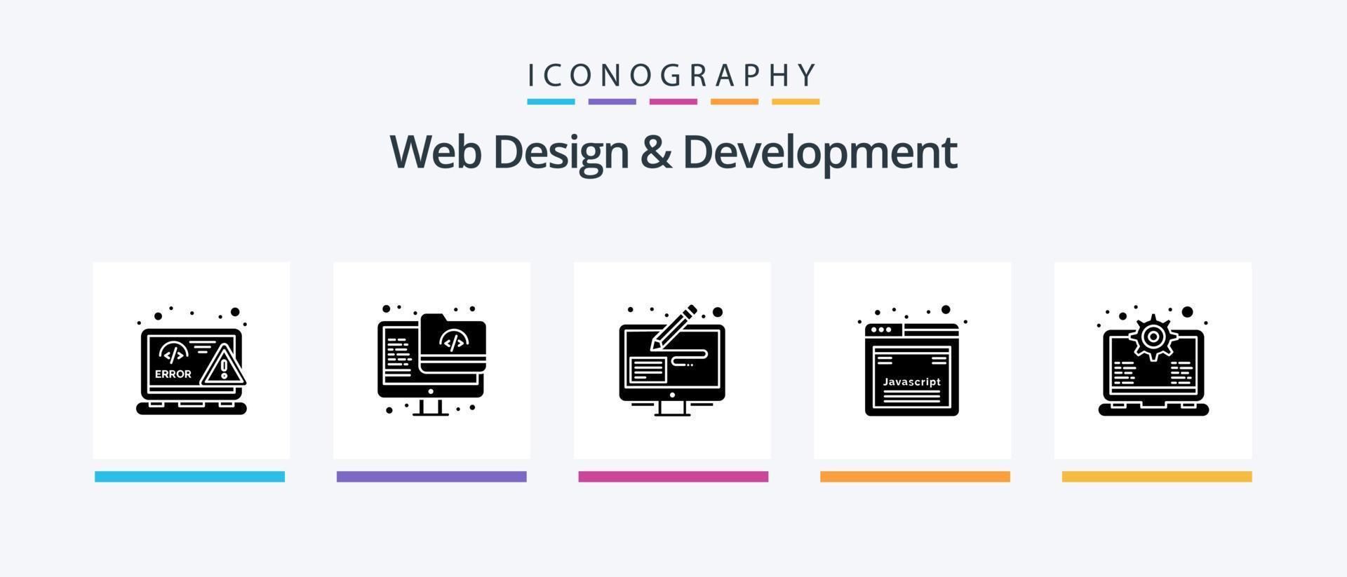 Web Design And Development Glyph 5 Icon Pack Including gear. javascript ...