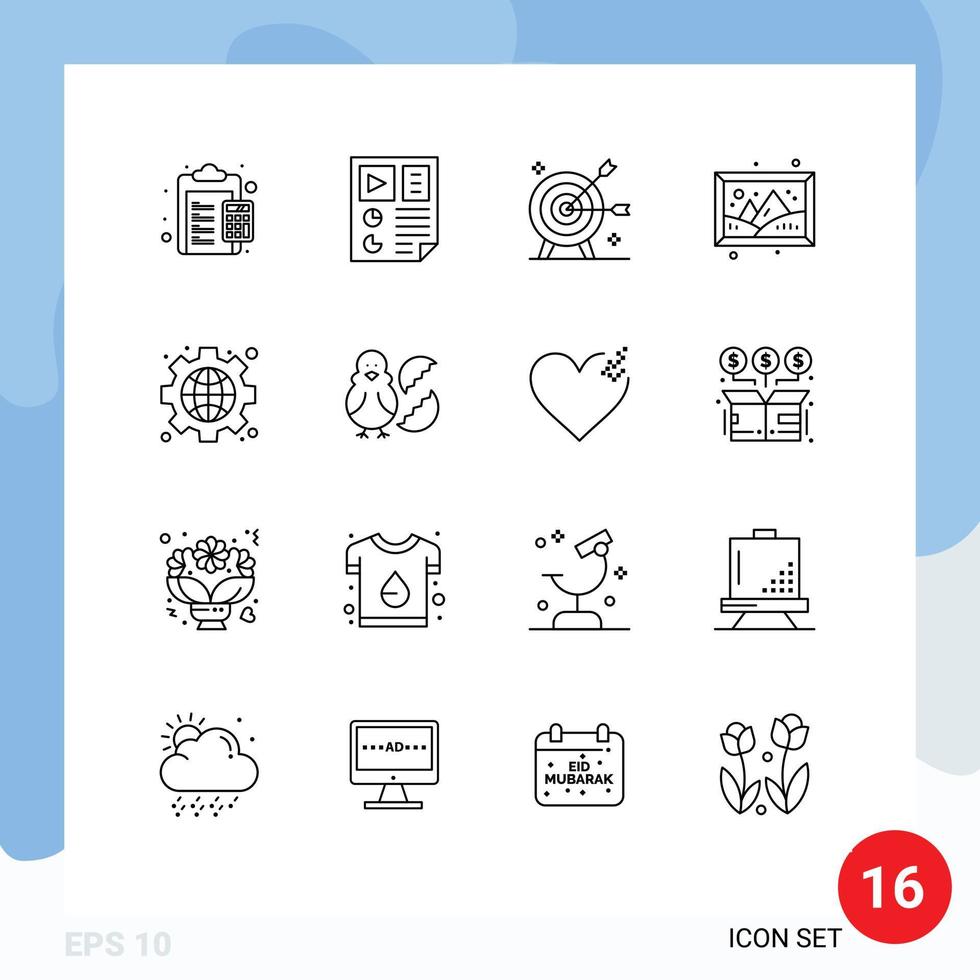 Editable Vector Line Pack Of 16 Simple Outlines Of Hobbies Image Report Objective Goal Editable