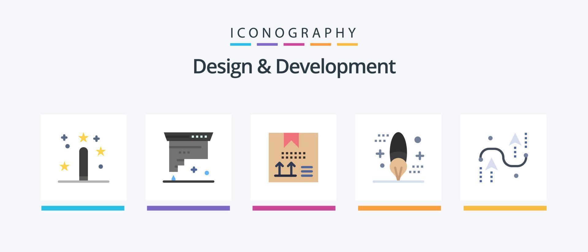 Design And Development Flat 5 Icon Pack Including Design Brush Development Programing Design