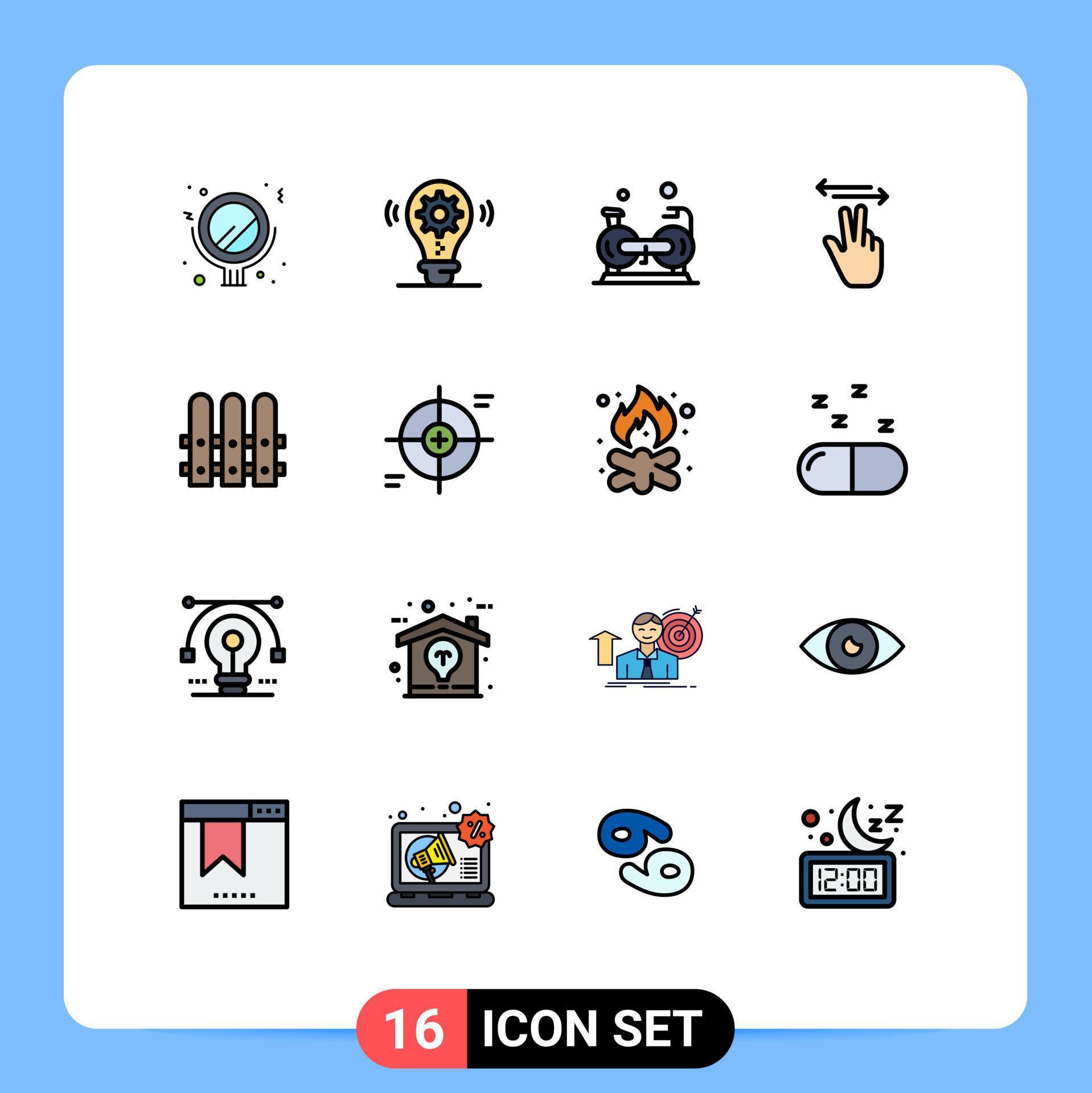 User Interface Pack of 16 Basic Flat Color Filled Lines of fence touch ...