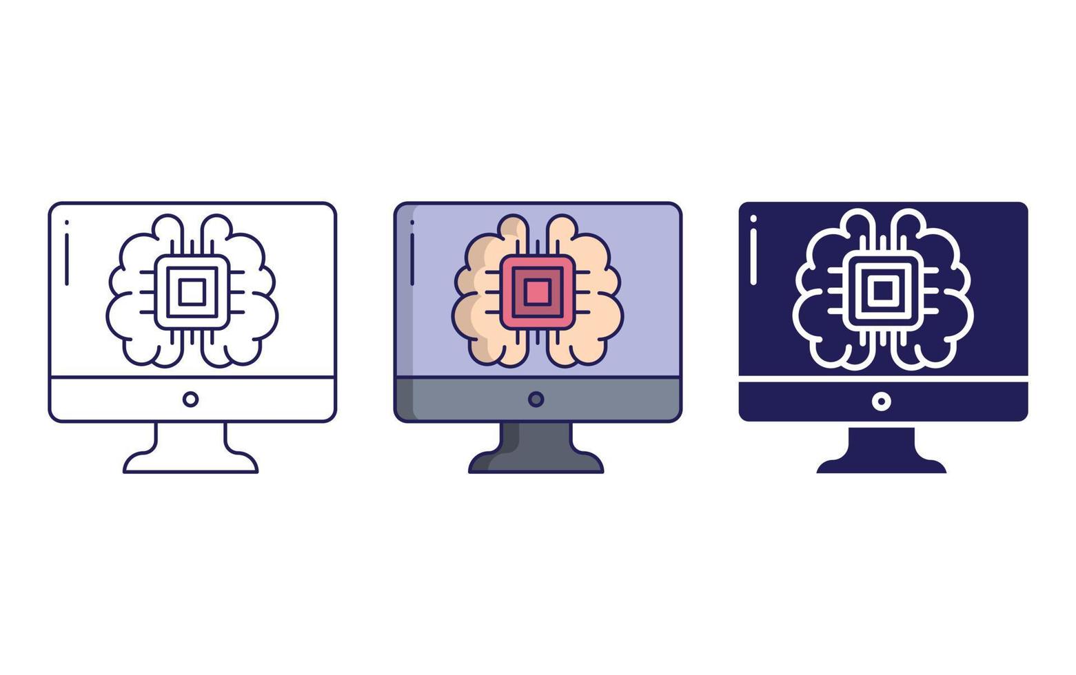Computer brain AI icon 17256872 Vector Art at Vecteezy